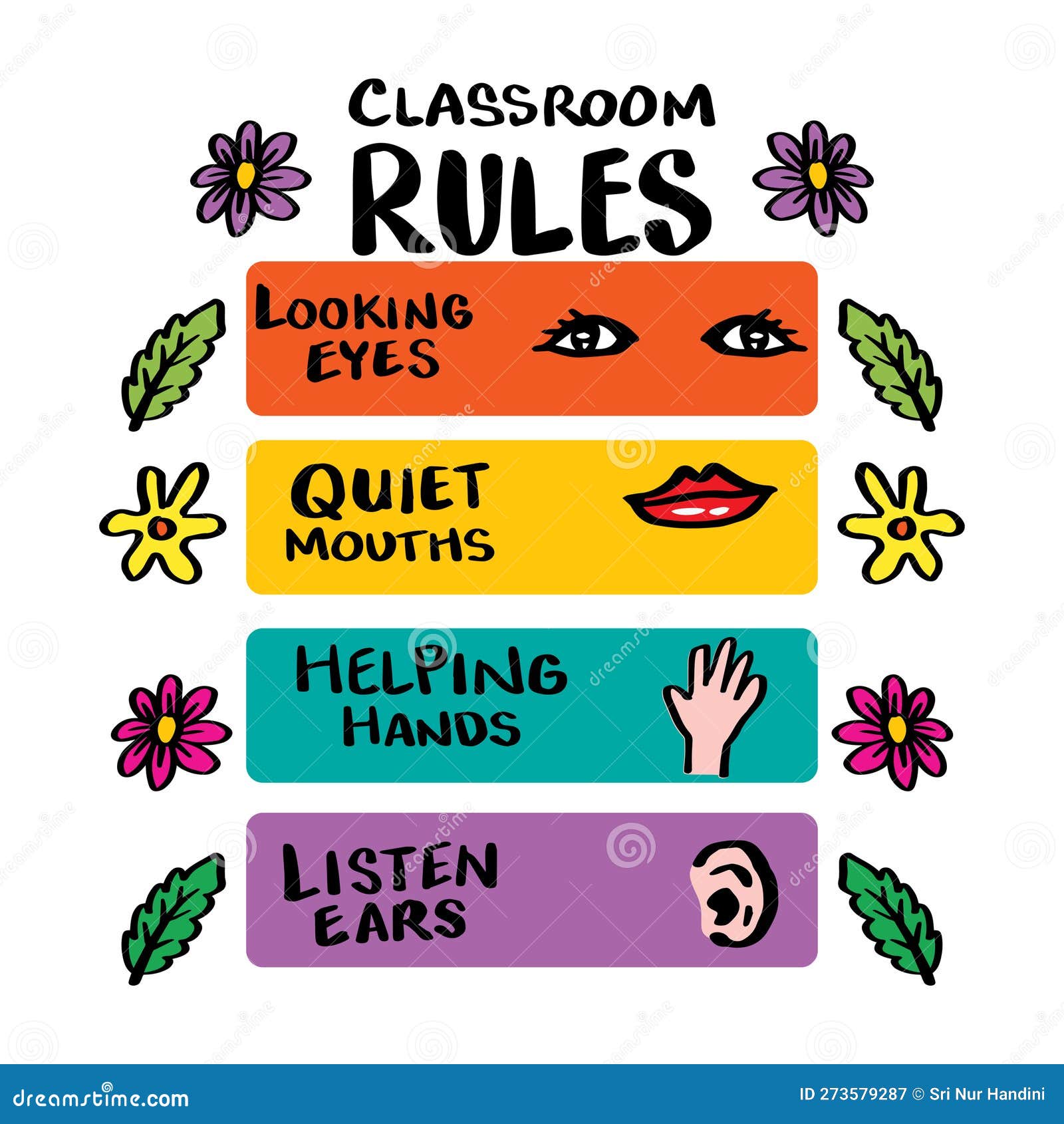Classroom Rules Decoration Poster Kindergarten Stock Illustration ...