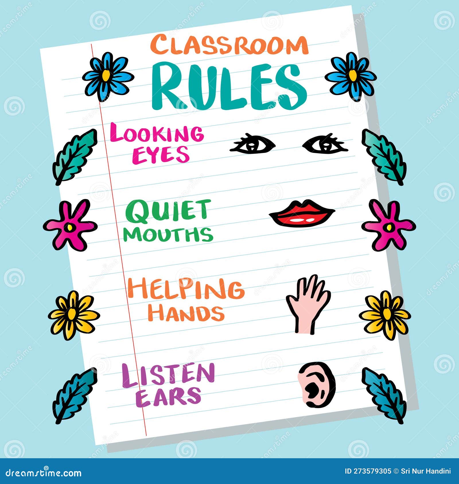 Classroom Rules Decoration Poster Kindergarten Stock Illustration ...