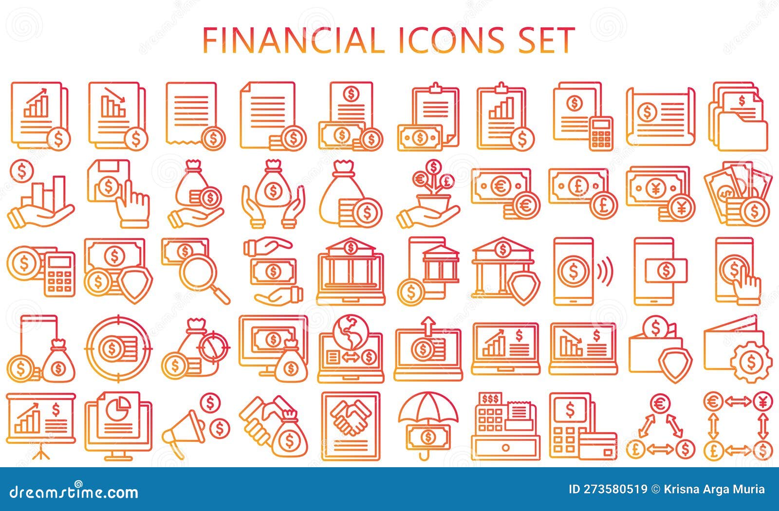 Business and Financial Gradient Outline Icons Set Stock Vector ...
