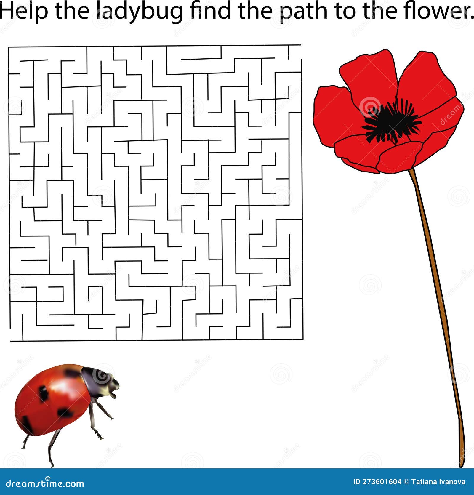 Maze Game with Ladybug. Labyrinth. Help the Ladybug Find the Path To ...
