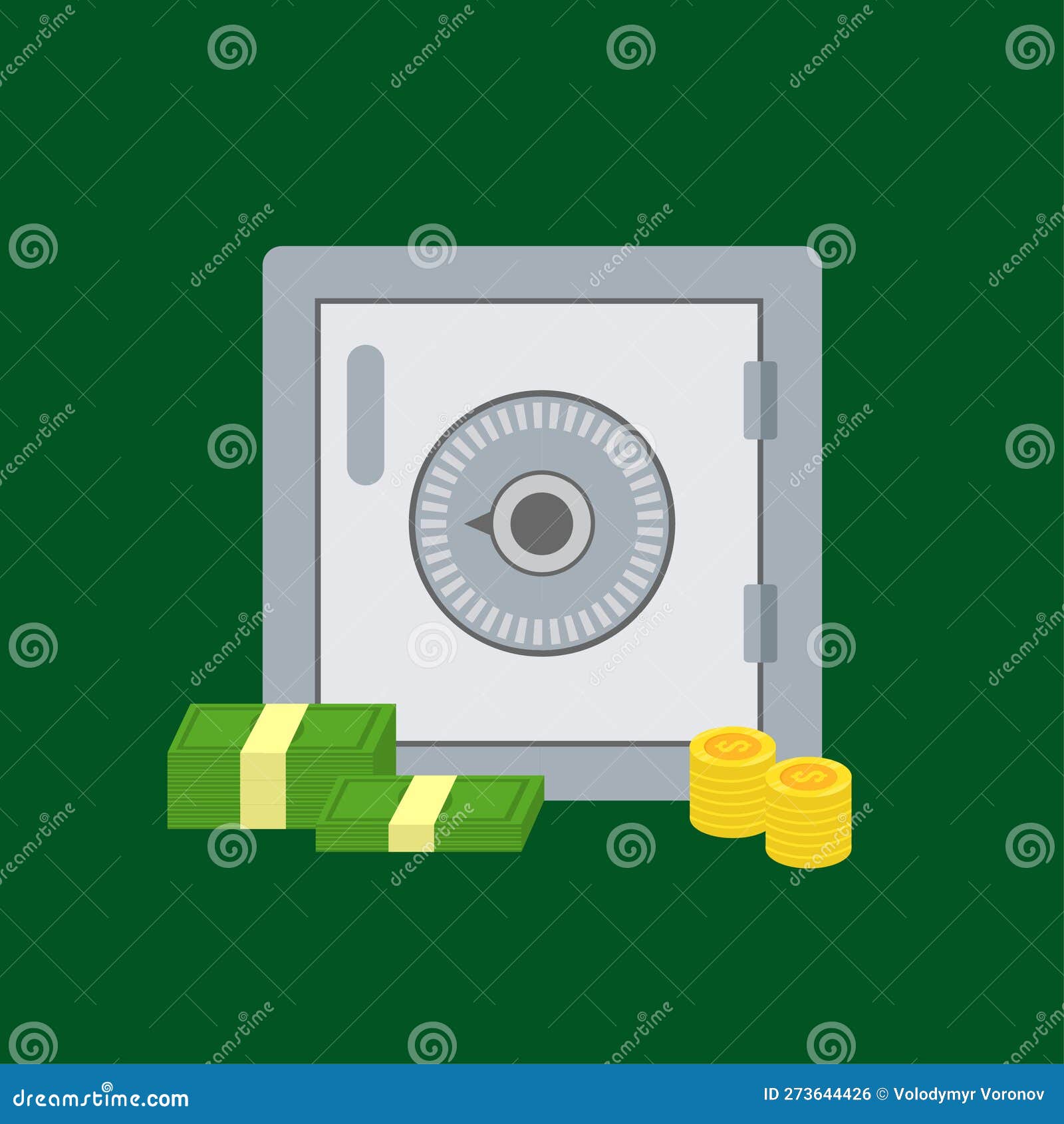 Safe with Money. Vector Illustration in Flat Style Stock Vector ...