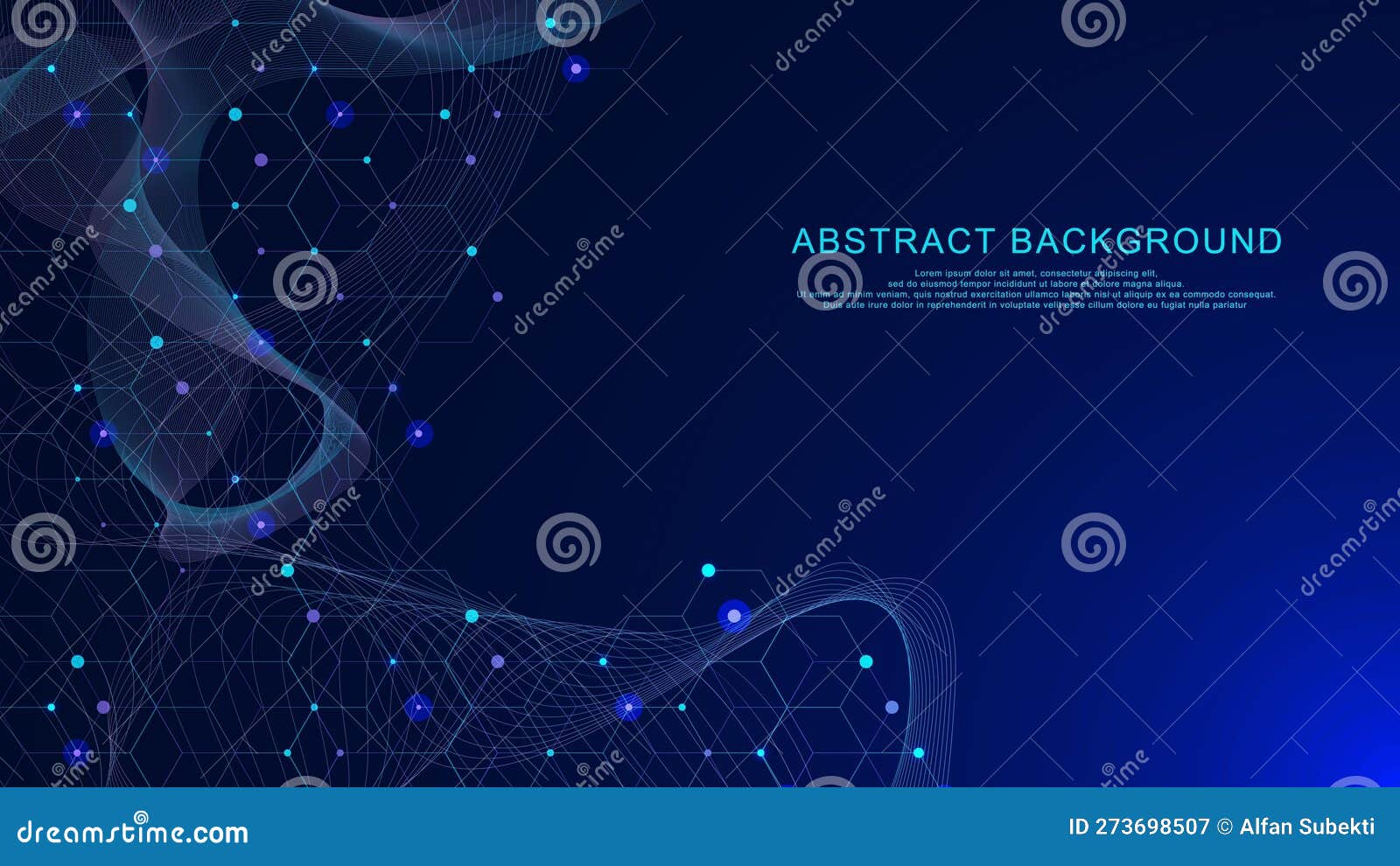 Hexagon Pattern with Glowing Particles and Wave Flow. Stock Vector ...