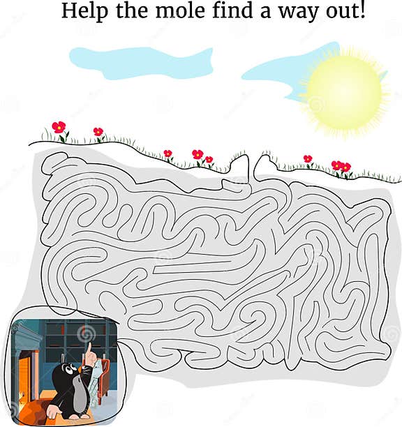 14 maze mole.eps stock illustration. Illustration of education - 273715563