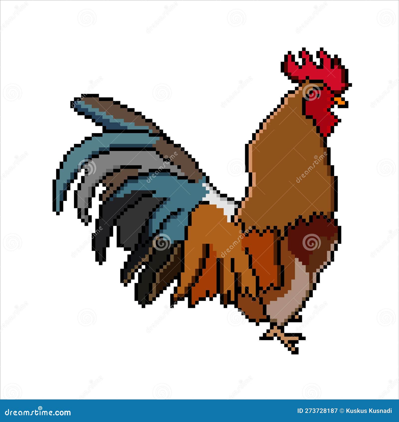 Pixel art with rooster. stock vector. Illustration of icon - 273728187