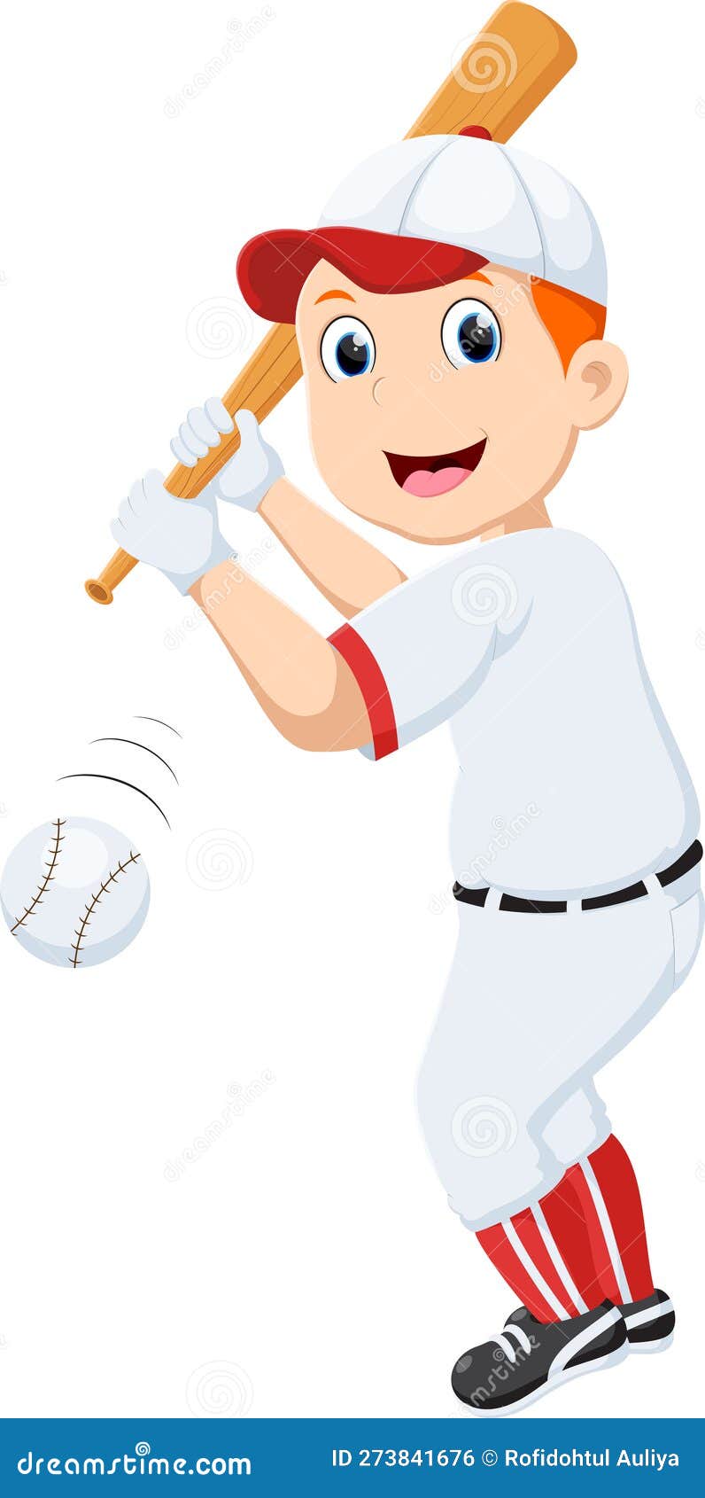 Cartoon Little Boy Playing a Baseball Stock Illustration - Illustration ...