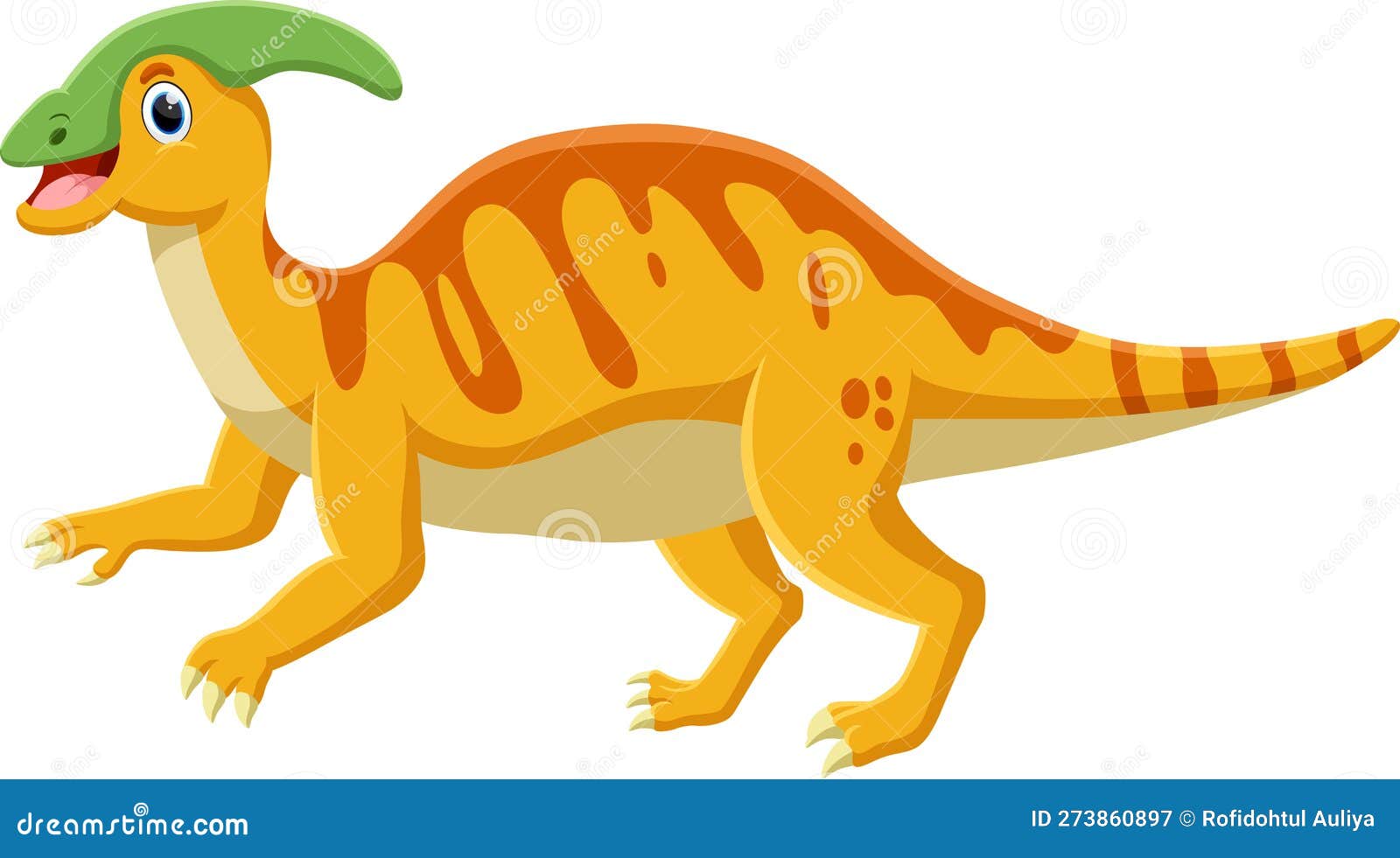 Cute Cartoon Parasaurolophus Isolated on White Stock Illustration ...