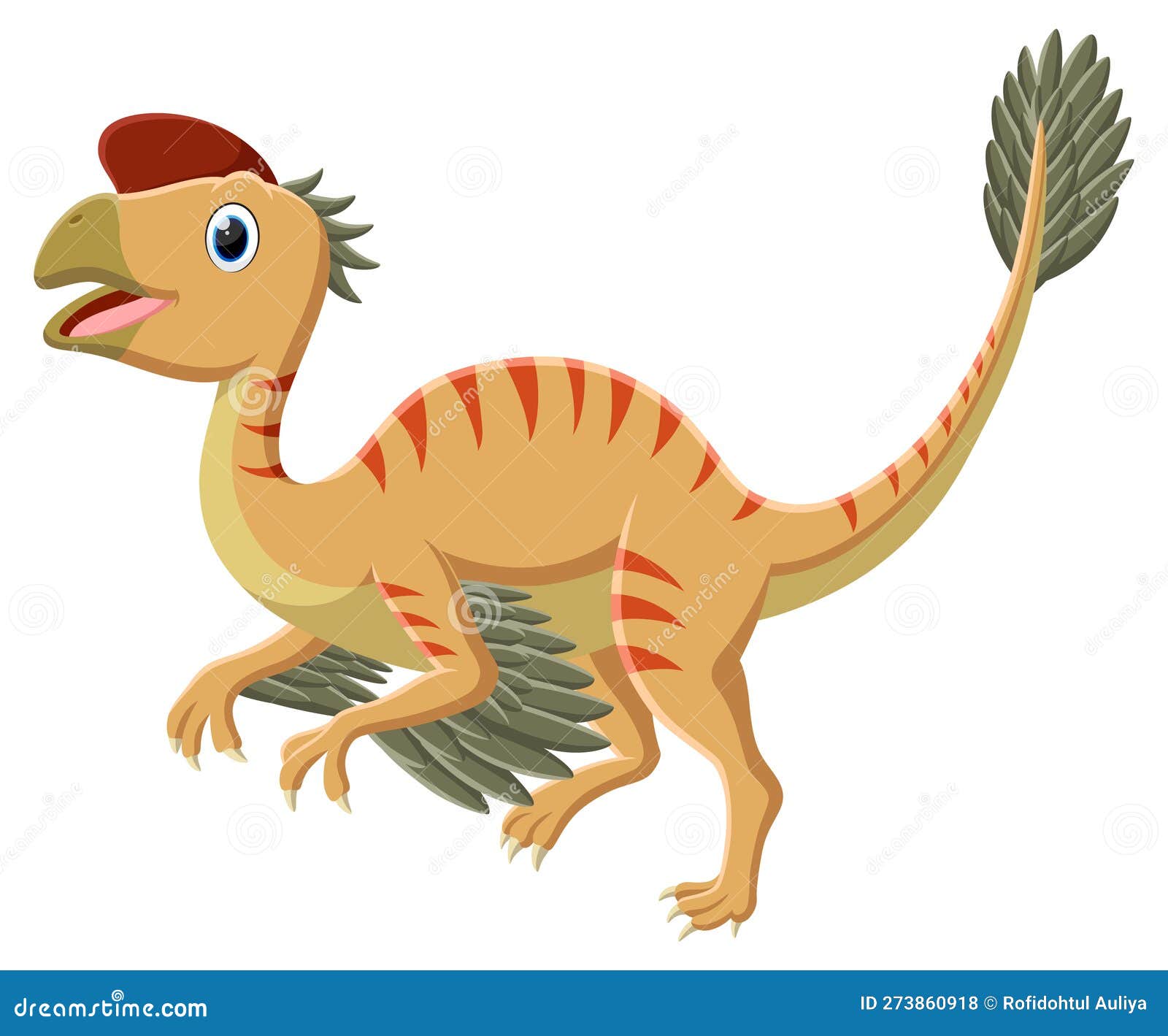 Oviraptor. Cute Cartoon Hand Drawn Illustration With Dinosaur And O ...