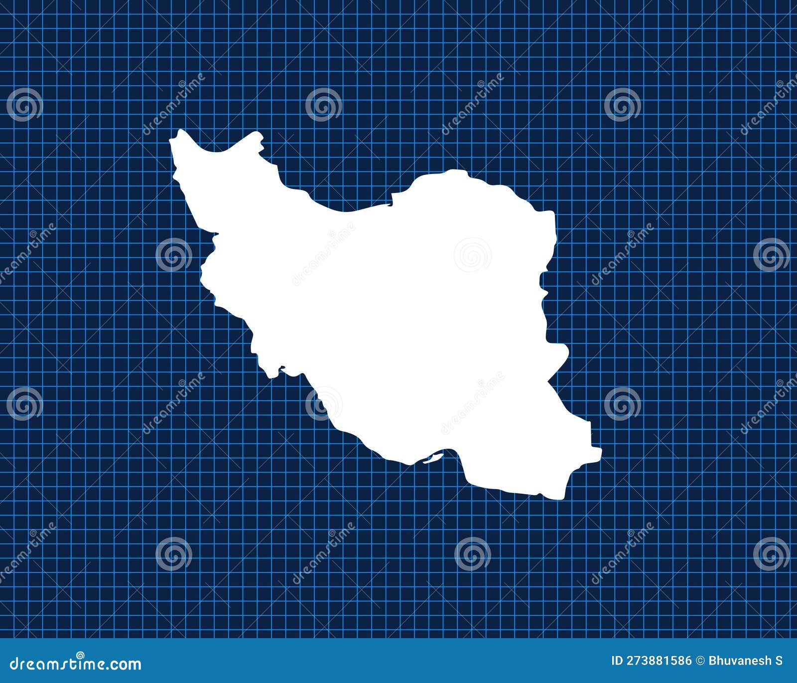 White Map Design Isolated on Blue Neon Grid with Dark Background of ...