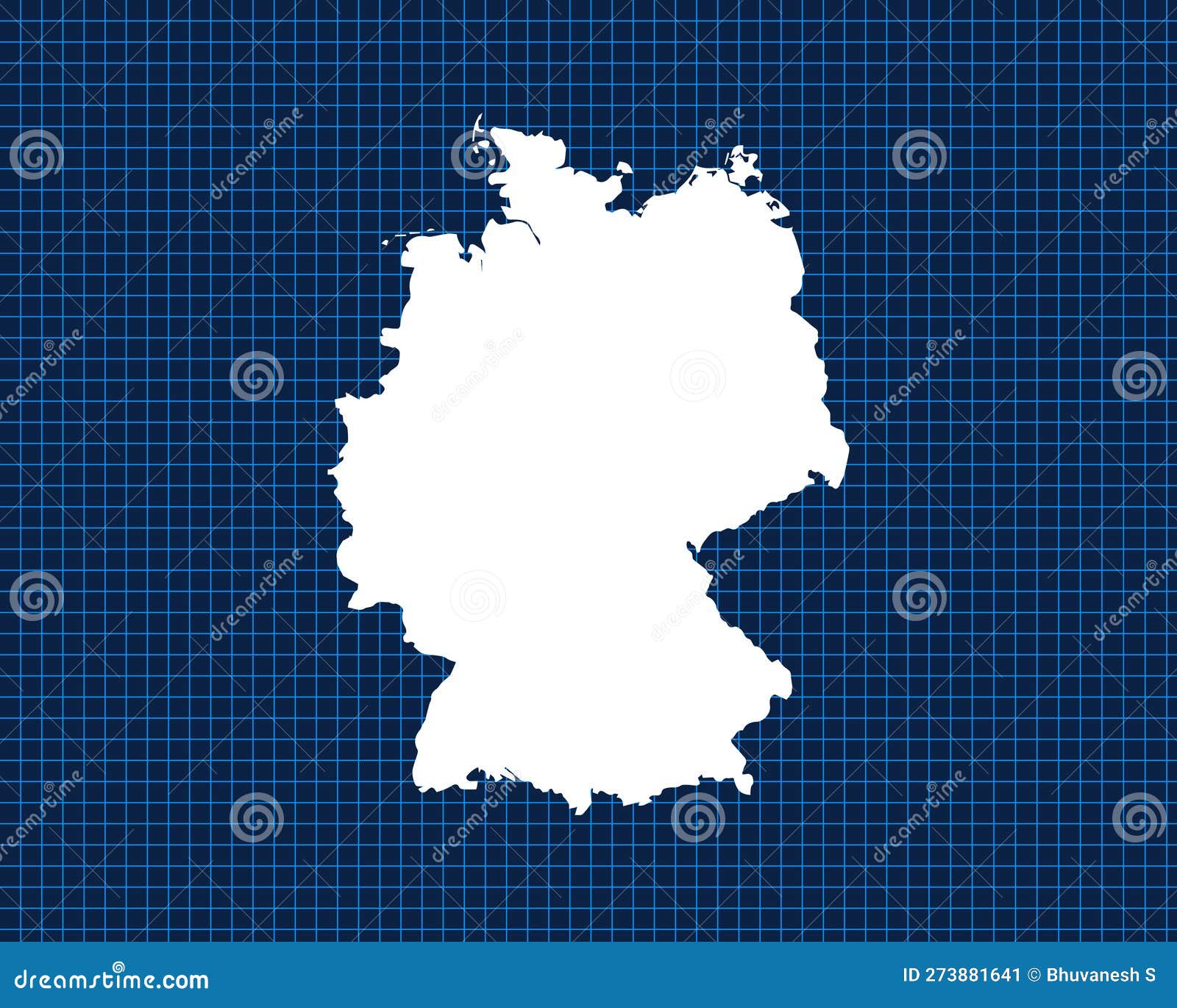 White Map Design Isolated on Blue Neon Grid with Dark Background of ...