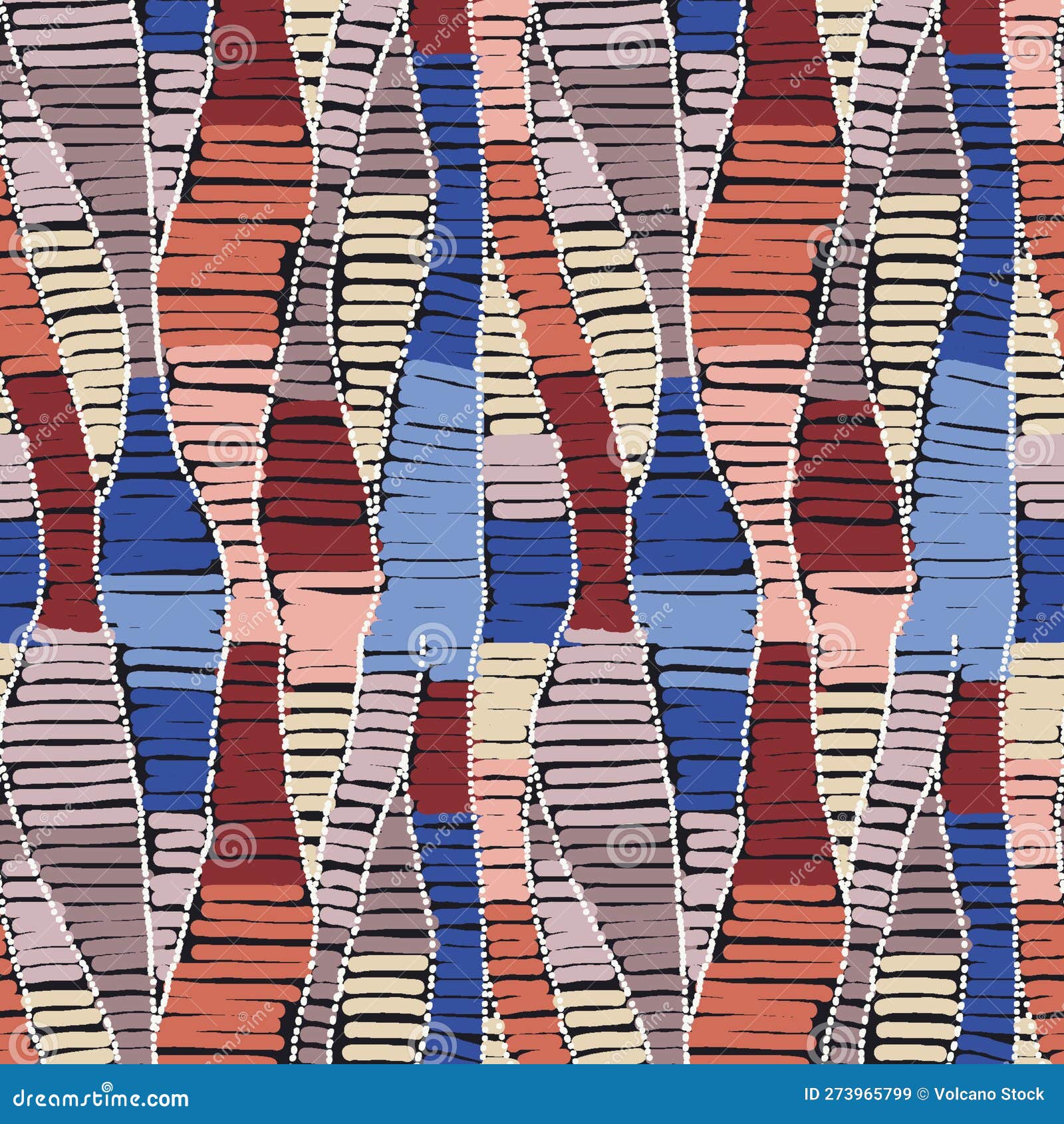 Seamless Wavy Pattern. a Line Mixed Ornament. Grunge Texture. Ethnic ...