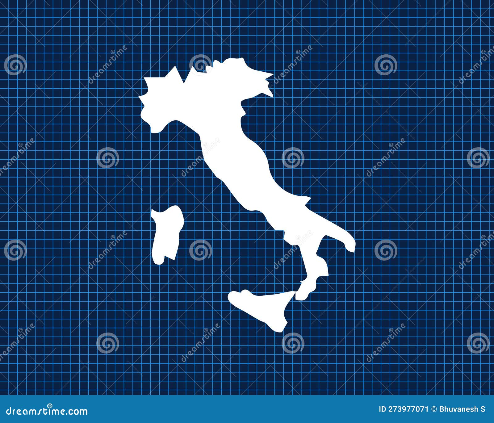 White Map Design Isolated on Blue Neon Grid with Dark Background of ...