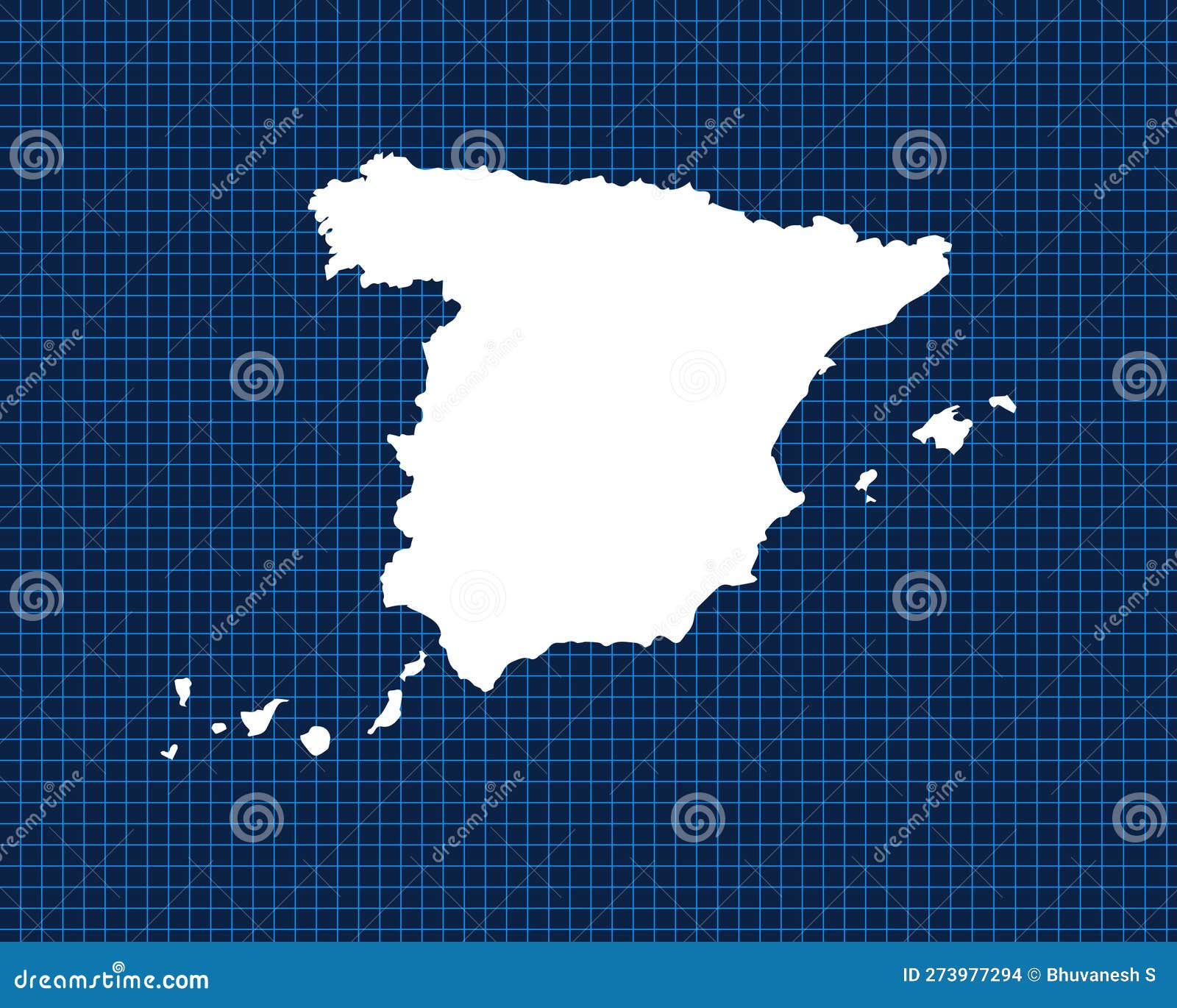 White Map Design Isolated on Blue Neon Grid with Dark Background of ...