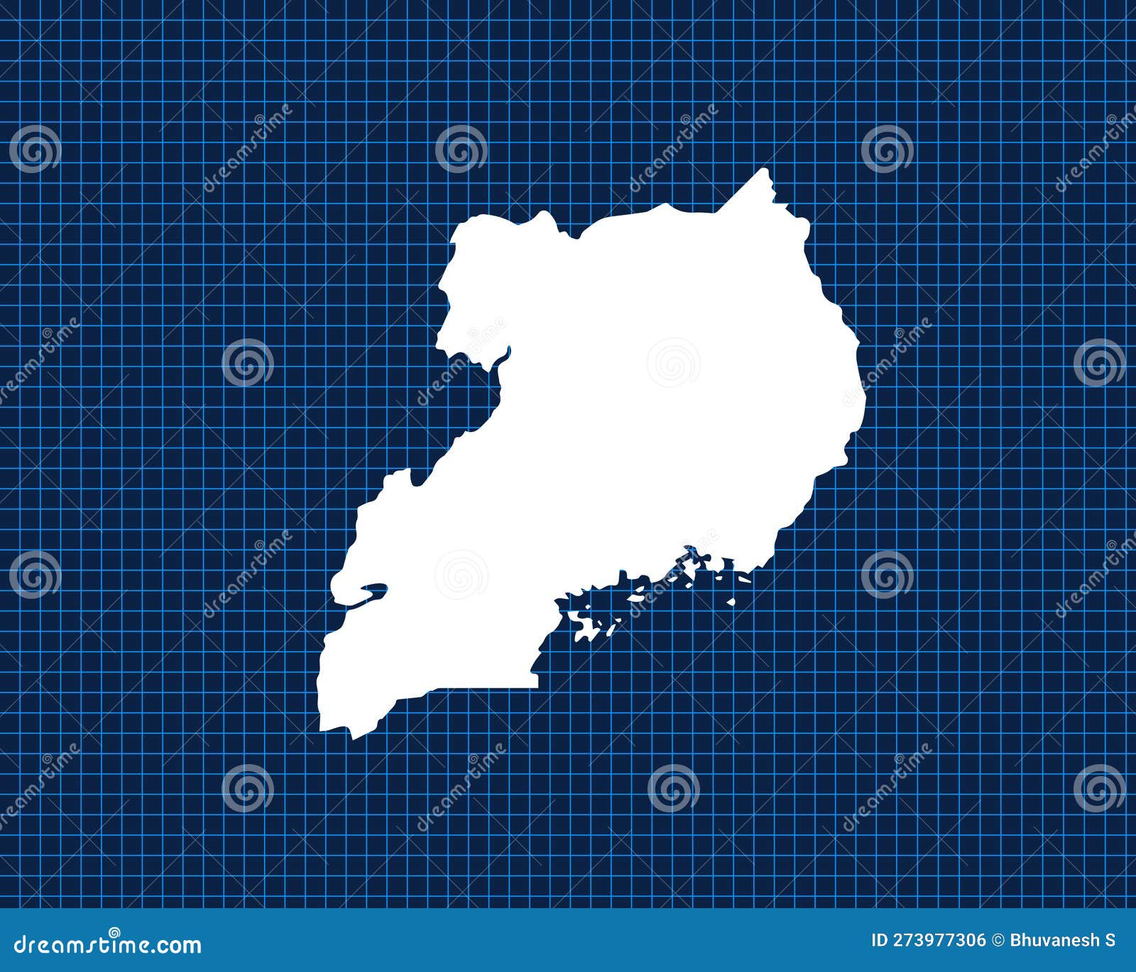 White Map Design Isolated on Blue Neon Grid with Dark Background of ...