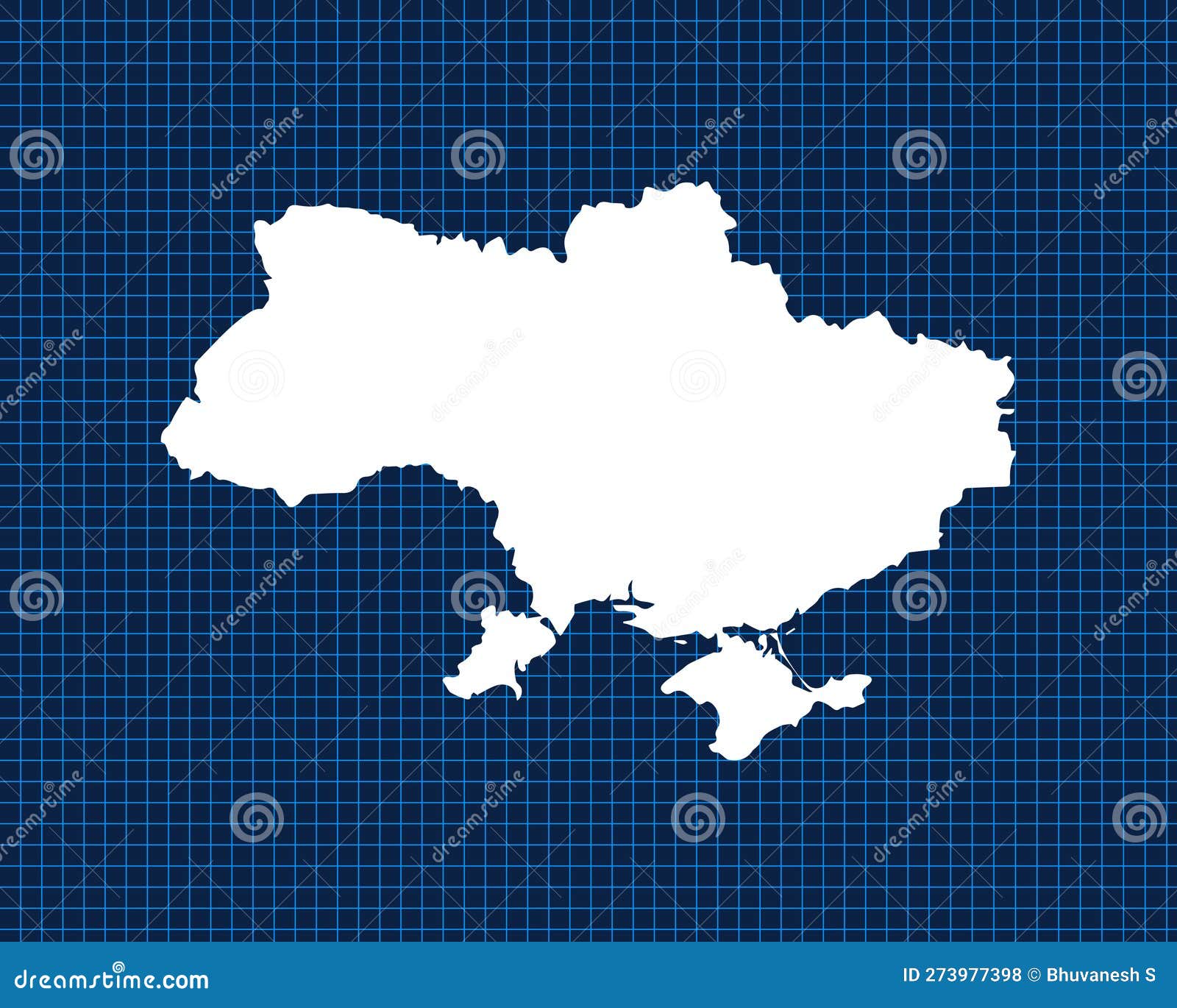 White Map Design Isolated on Blue Neon Grid with Dark Background of ...