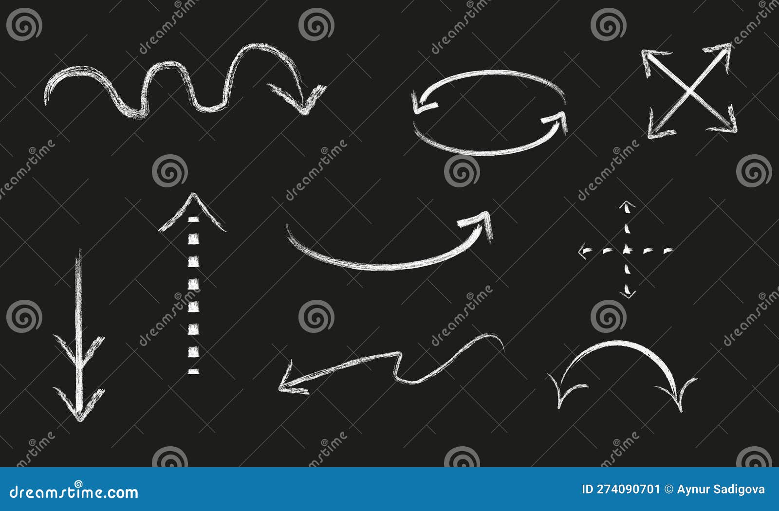 Arrow Chalk Vector Set. Vector Hand Drawn Arrows Icons Set on the ...