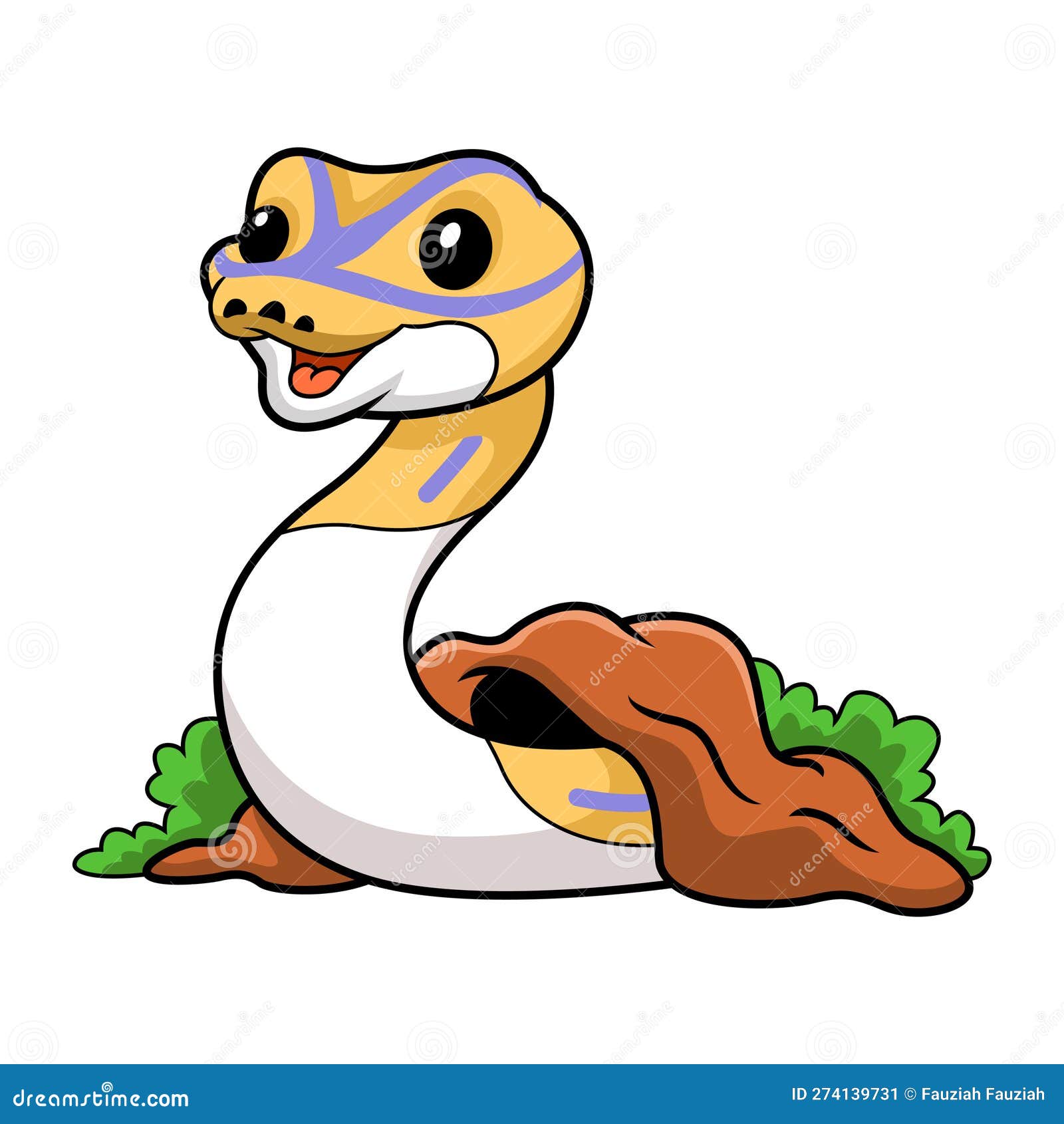 Cute Banana Pied Ball Python Cartoon Out from Hole Stock Vector ...