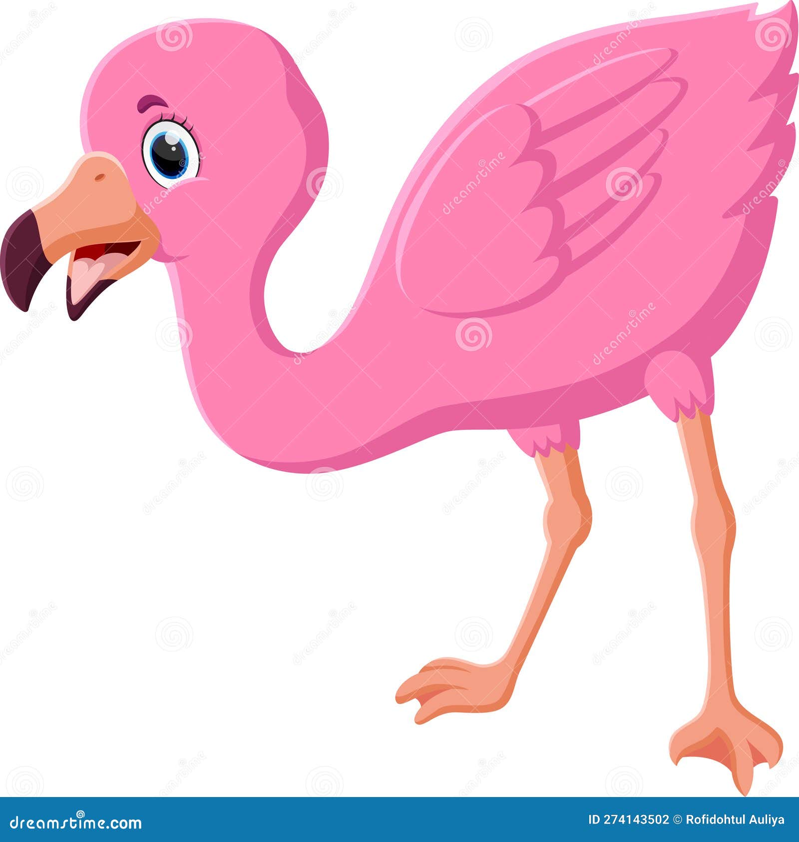 Cute Flamingo Cartoon Isolated on White Stock Illustration ...