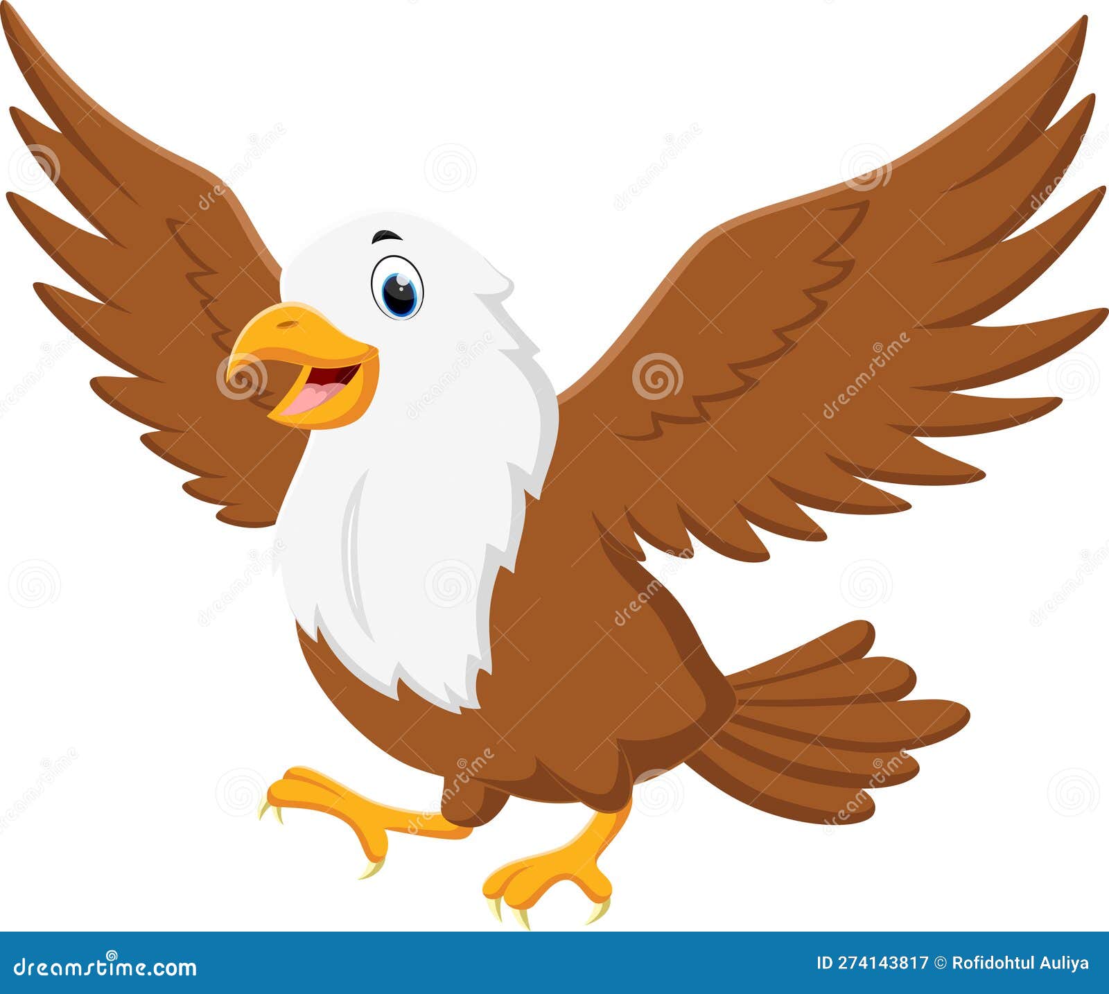 Cartoon Eagle Flying Isolated on White Background Stock Illustration ...