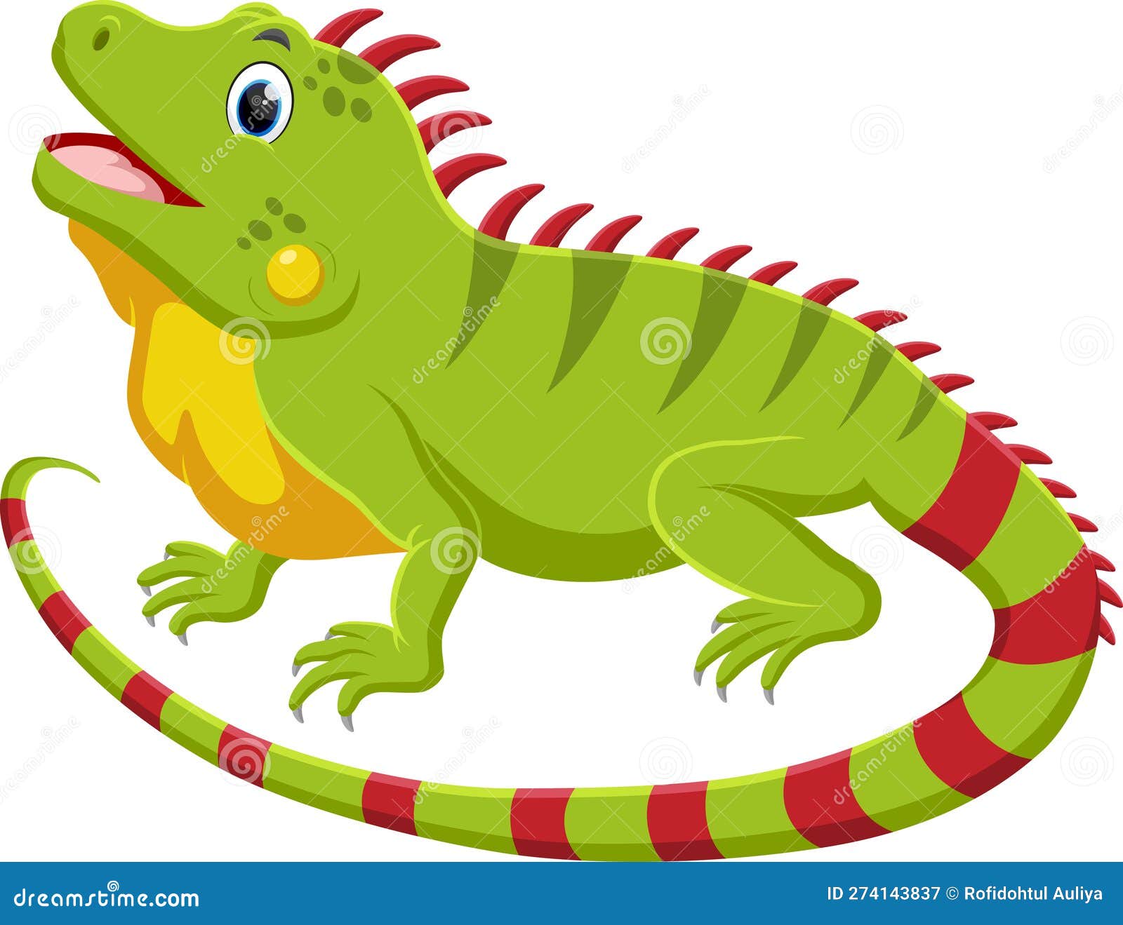 Cartoon Happy Iguana Isolated on White Background Stock Illustration ...