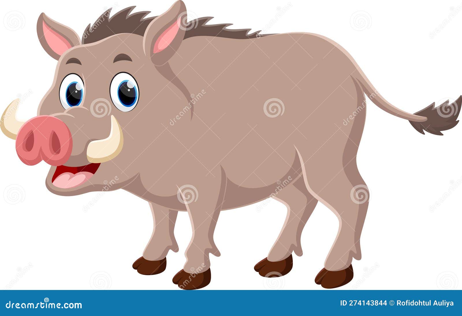 Cartoon Cute Wild Boar Isolated on White Stock Illustration ...