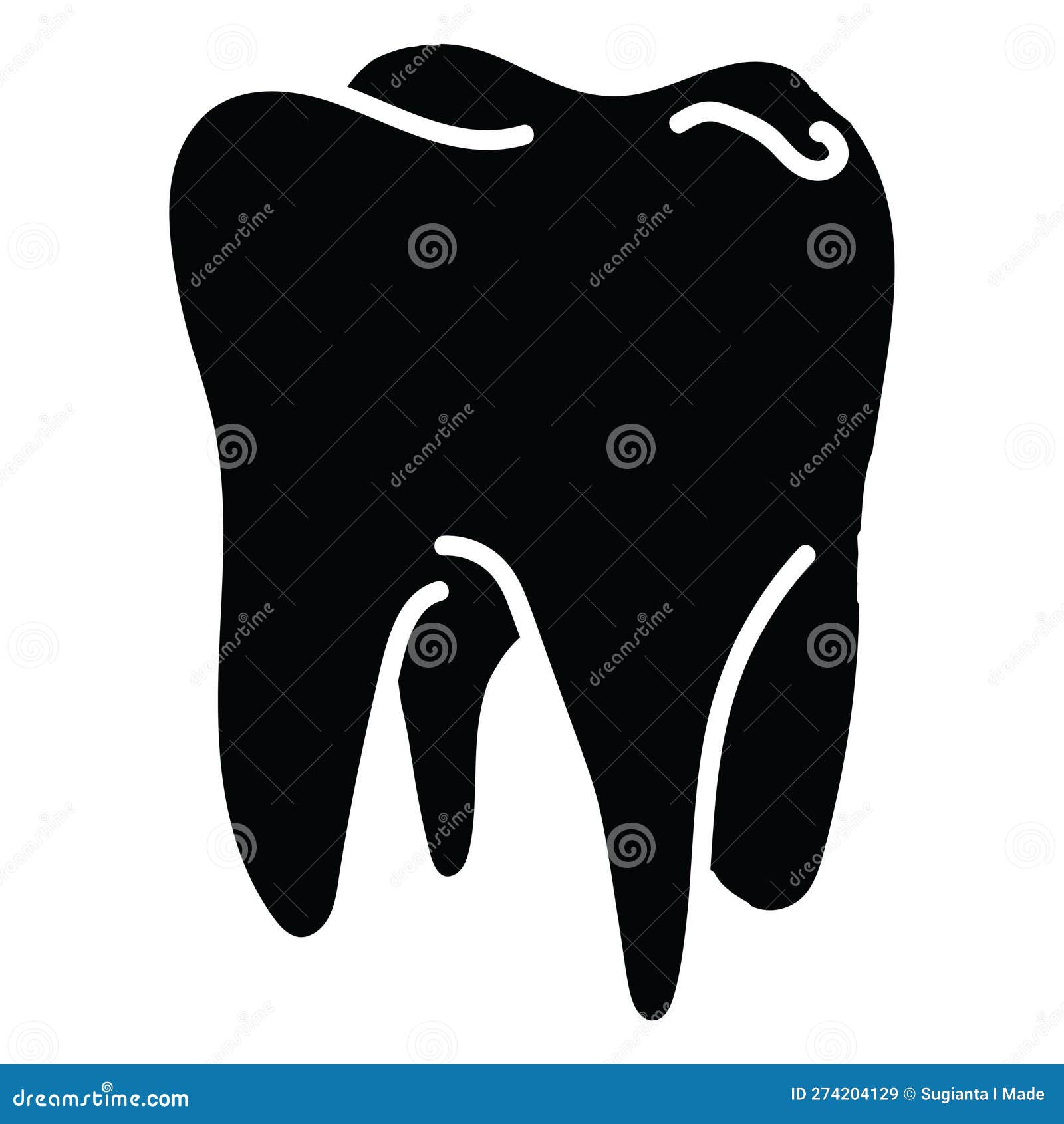 Black solid tooth vector. stock vector. Illustration of body - 274204129