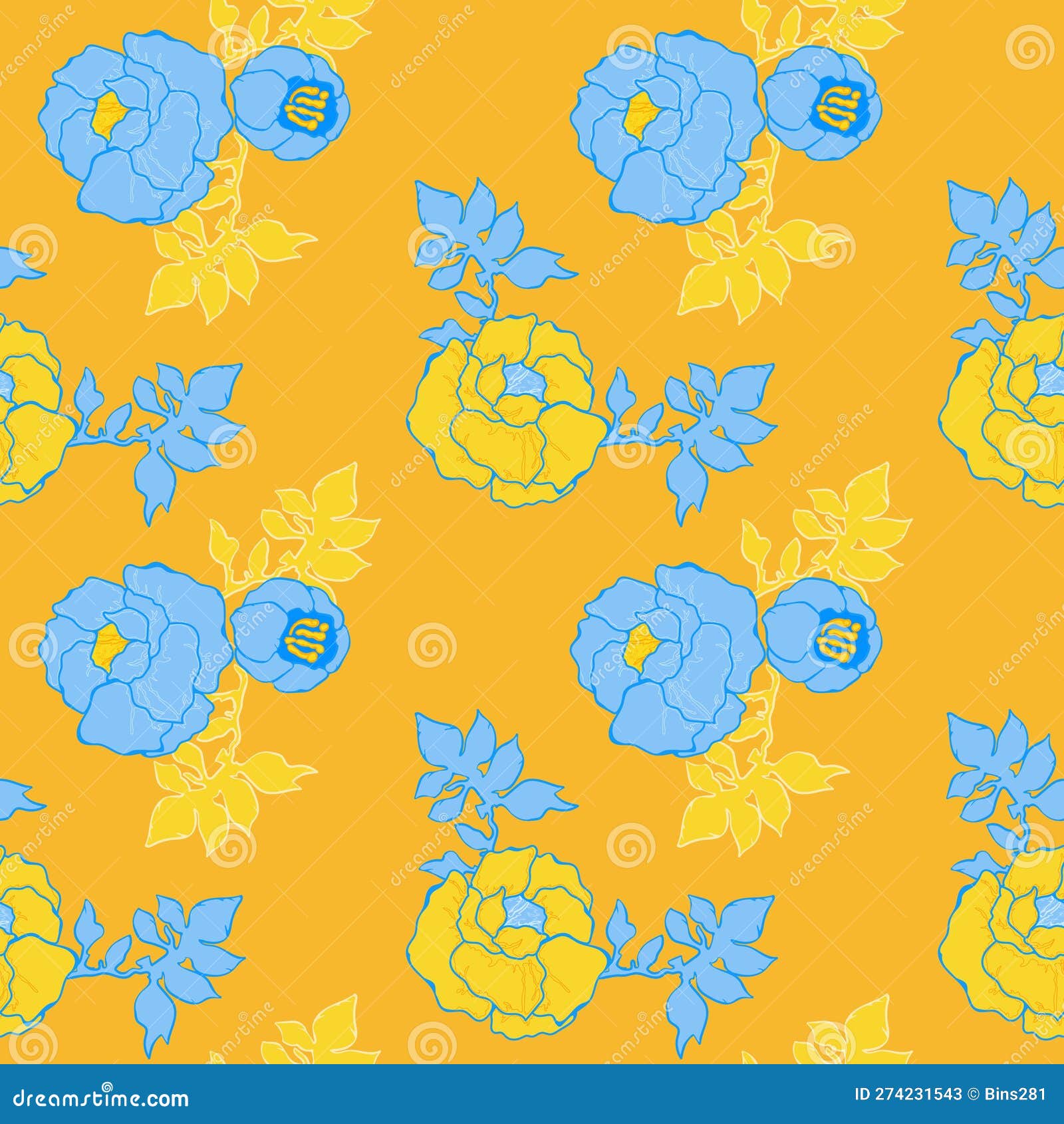 Bright Seamless with Blue and Yellow Colors, for Printing on Paper or ...