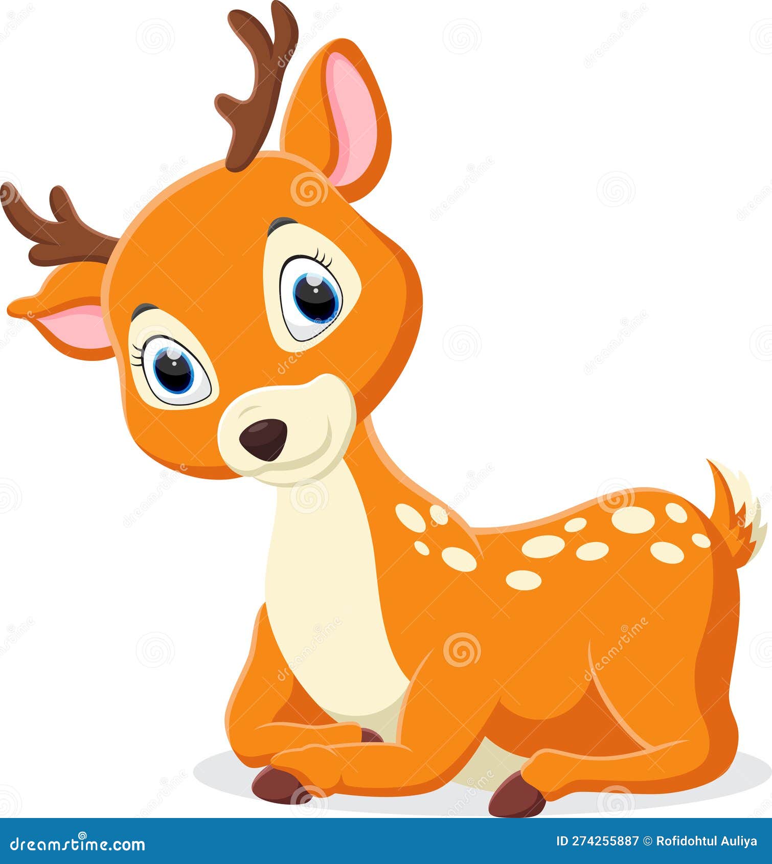 Cartoon Cute Baby Deer Sitting Stock Illustration - Illustration of ...