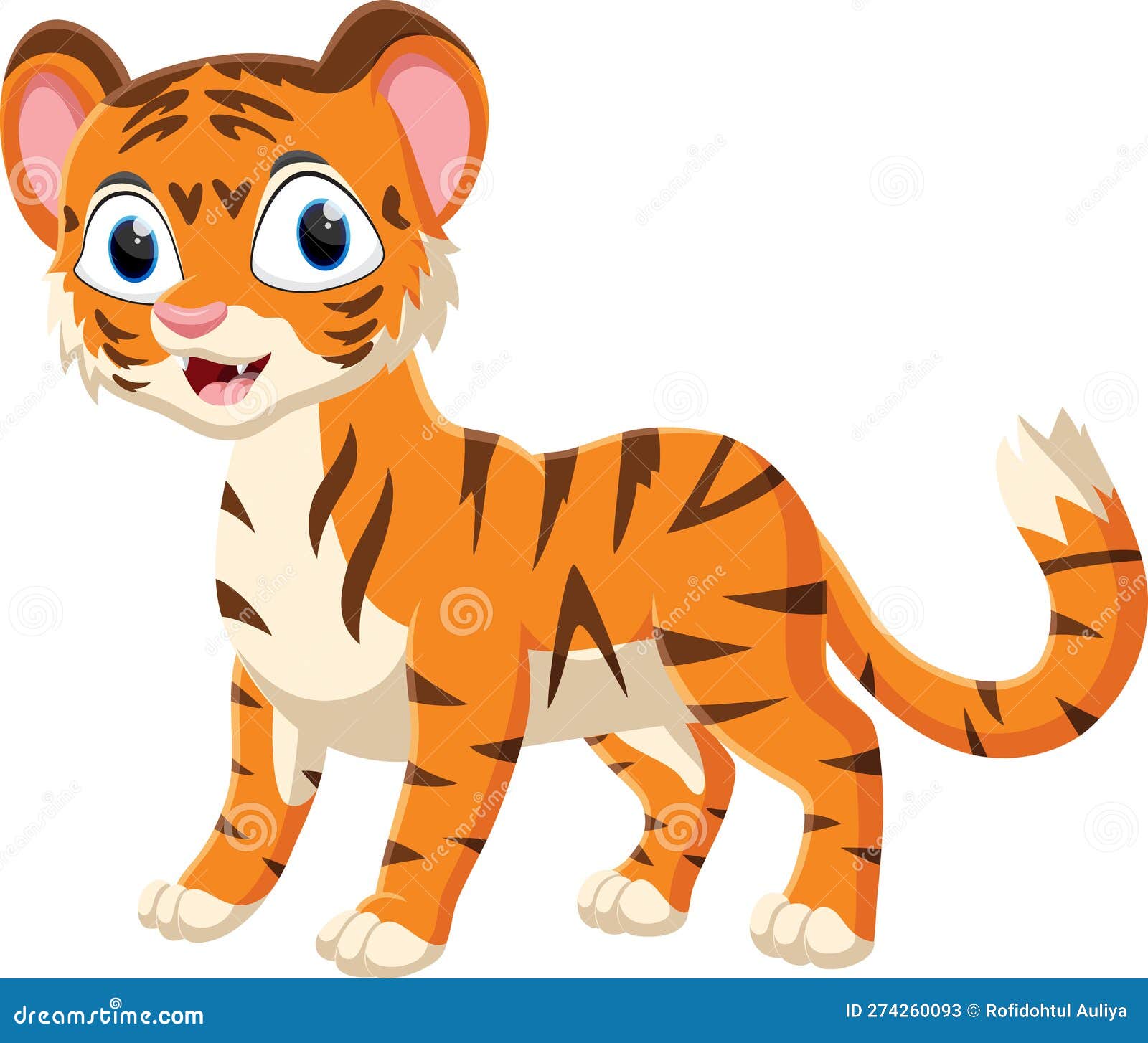 Cute Tigress Cartoon Character on White Background Stock Illustration ...