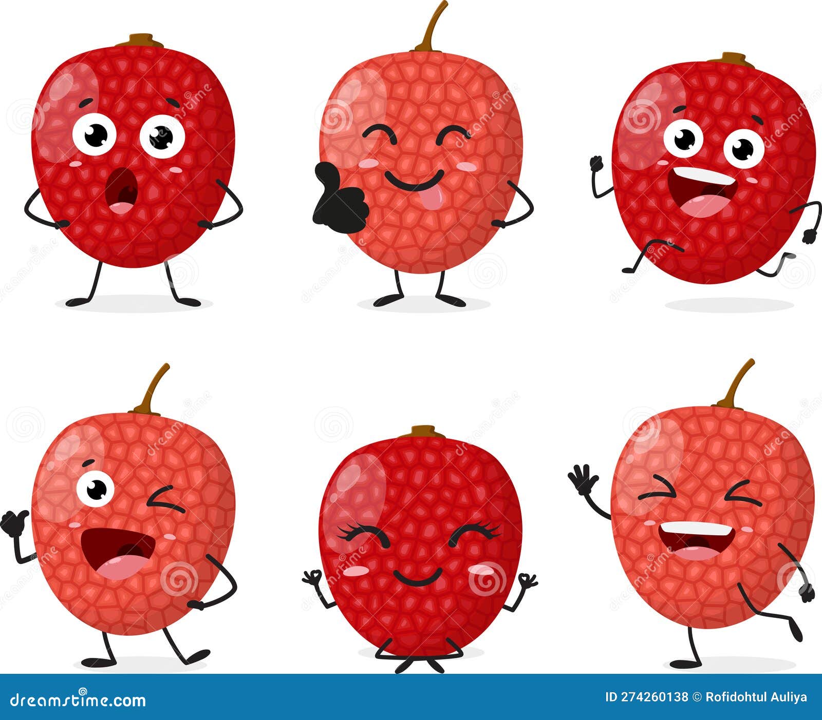 Cartoon Lychee Or Litchi Fruit Flat Vector Illustration, Litchee Icon ...