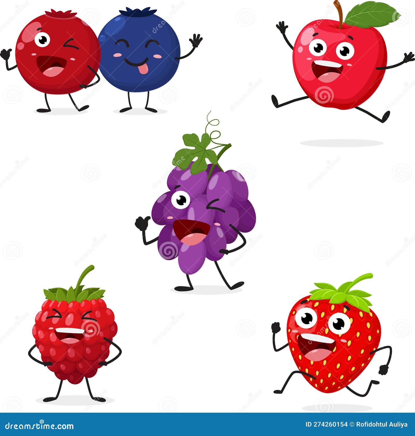 Cartoon Funny Berry Fruits Food Characters Stock Illustration ...