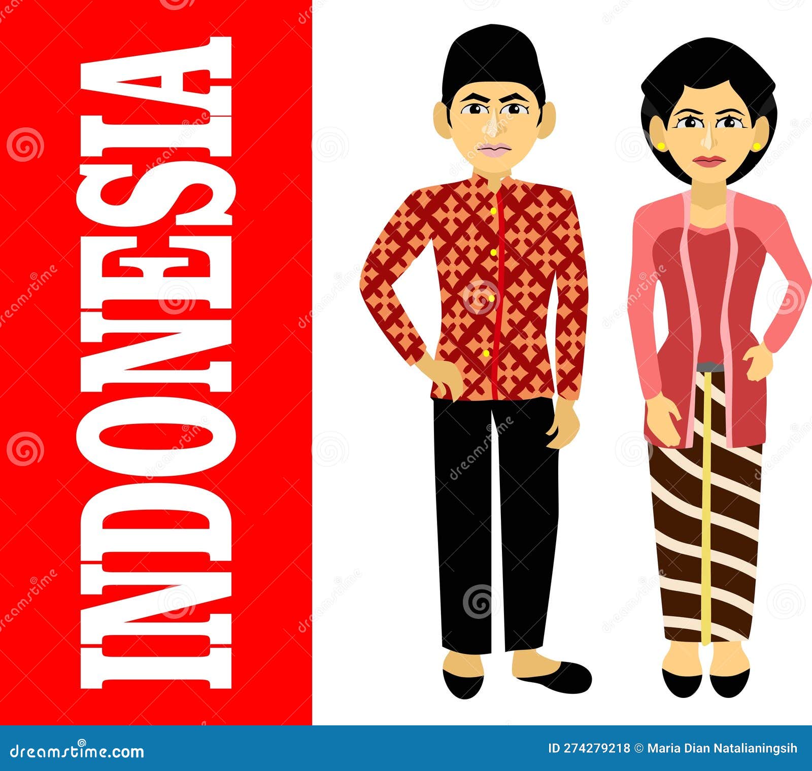 Indonesian Couple In Traditional Costume. Say `Hello` In Indonesian ...