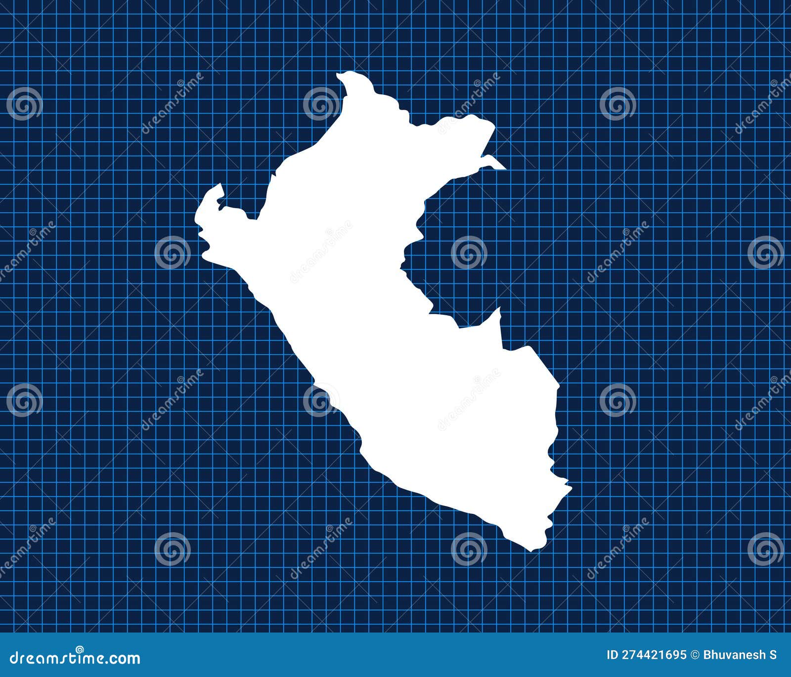 White Map Design Isolated on Blue Neon Grid with Dark Background of ...