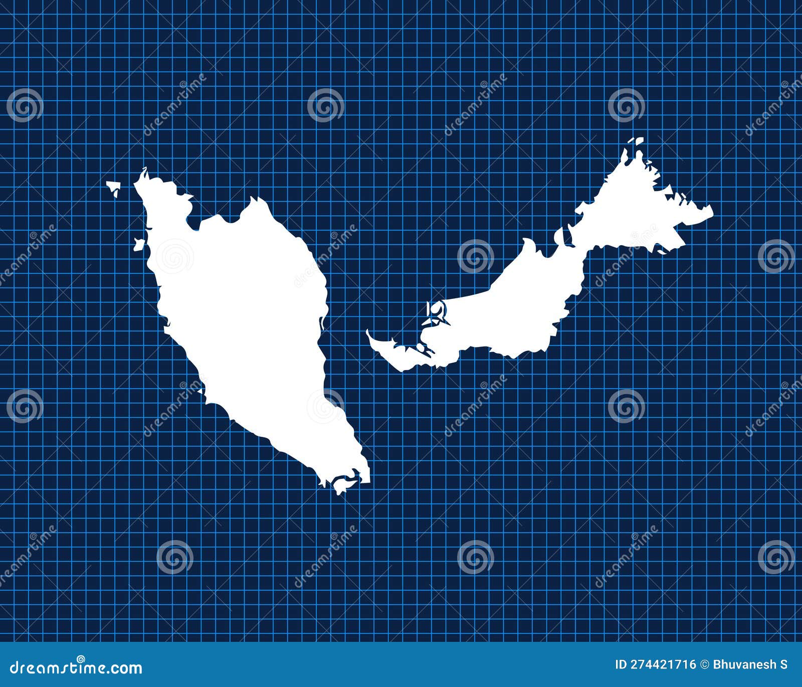 White Map Design Isolated on Blue Neon Grid with Dark Background of ...