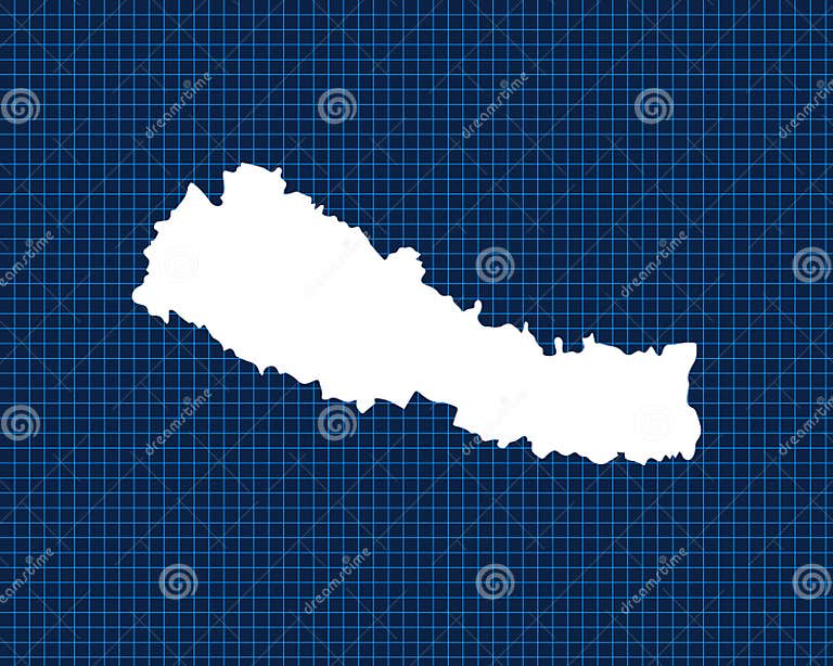 White Map Design Isolated on Blue Neon Grid with Dark Background of ...
