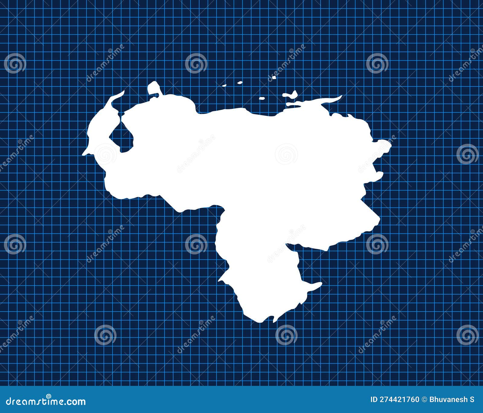 White Map Design Isolated on Blue Neon Grid with Dark Background of ...