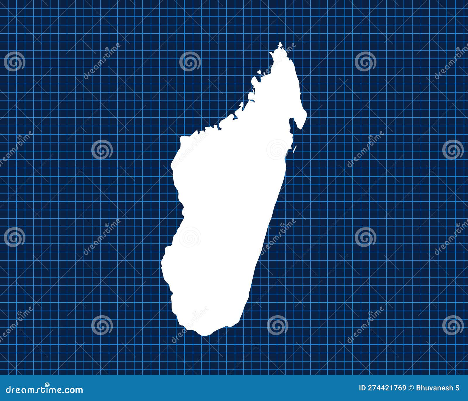 White Map Design Isolated on Blue Neon Grid with Dark Background of ...