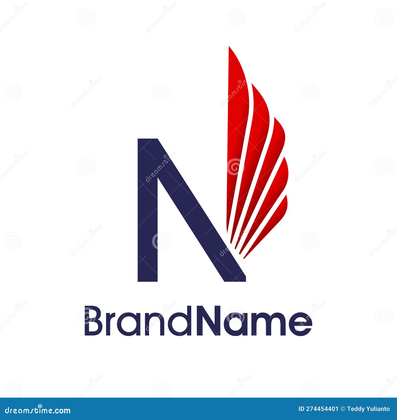 Modern Logo Design Initial N Red Wing Stock Vector - Illustration of ...