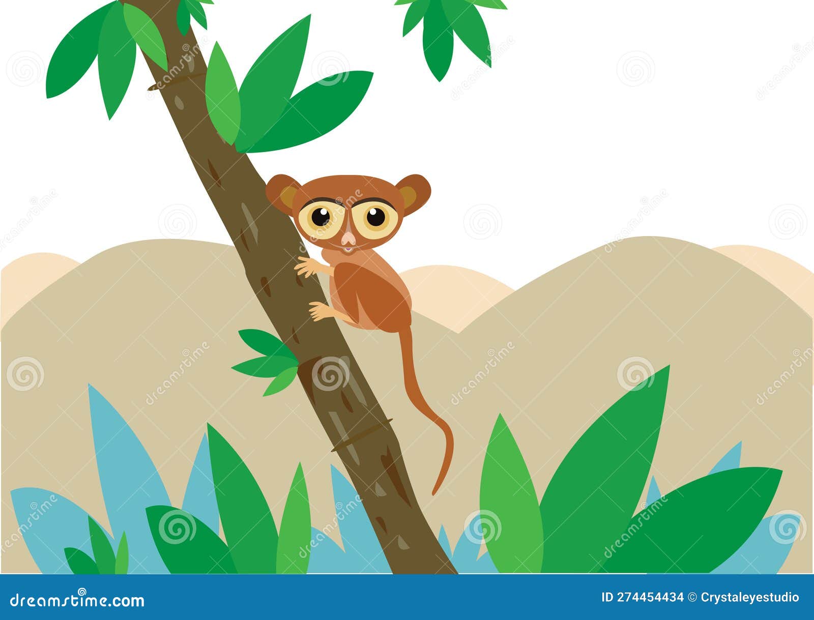 A Philippine Tarsier in a Tree with Chocolates Hills in Bohol ...