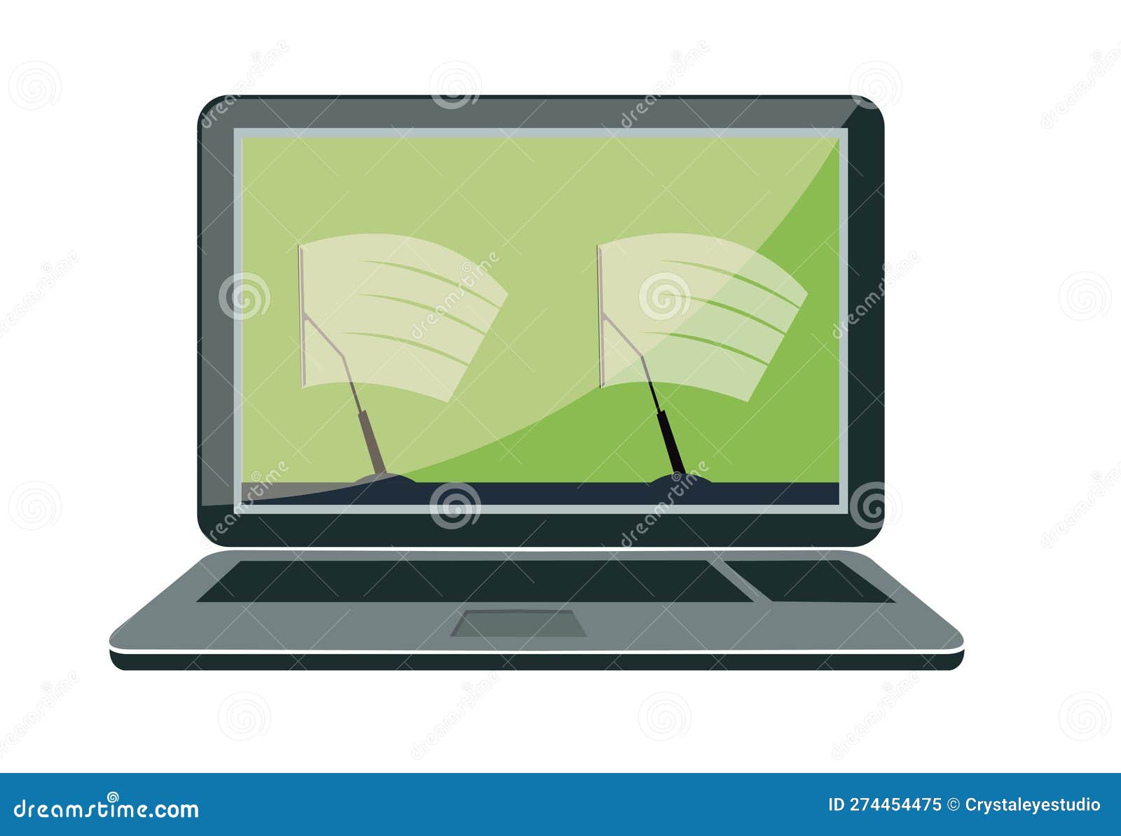 Computer Monitor with a Car Wiper Concept. Editable Clip Art Stock ...