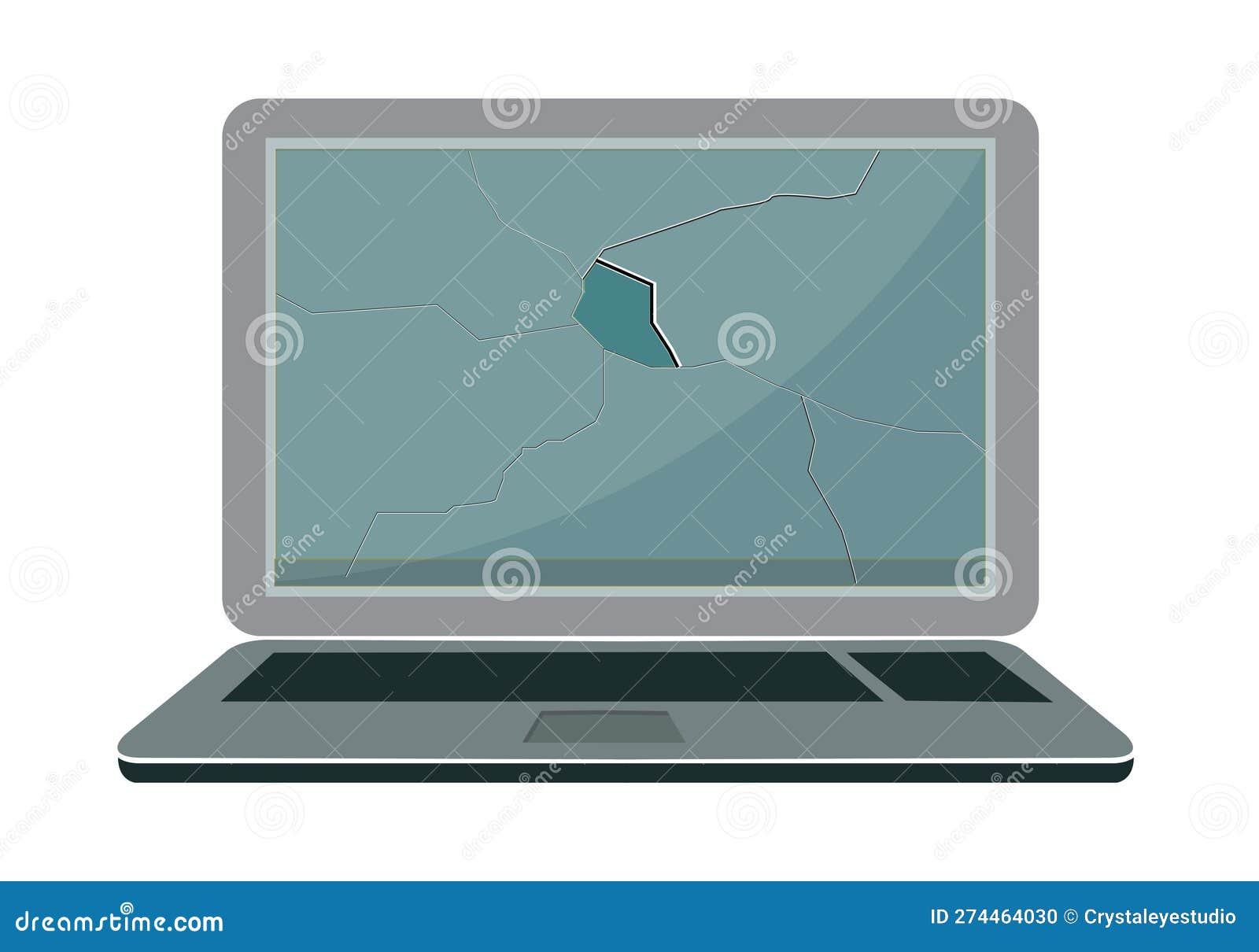 A Laptop with a Cracked Screen Concept. Editable Clip Art Stock Vector ...