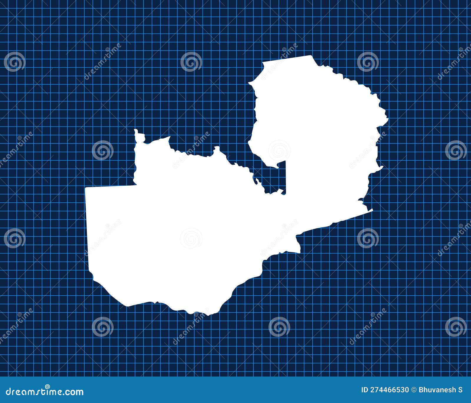 White Map Design Isolated on Blue Neon Grid with Dark Background of ...