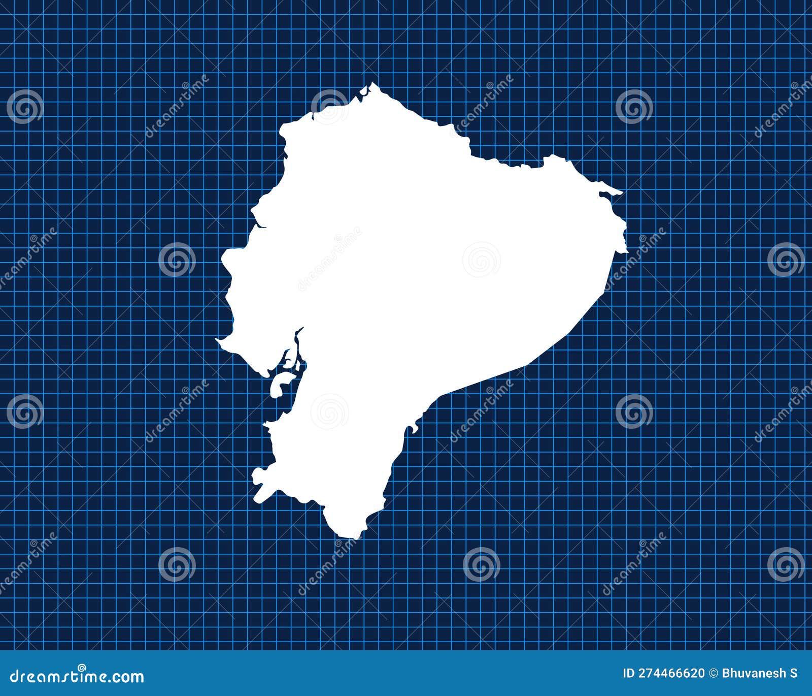 White Map Design Isolated on Blue Neon Grid with Dark Background of ...