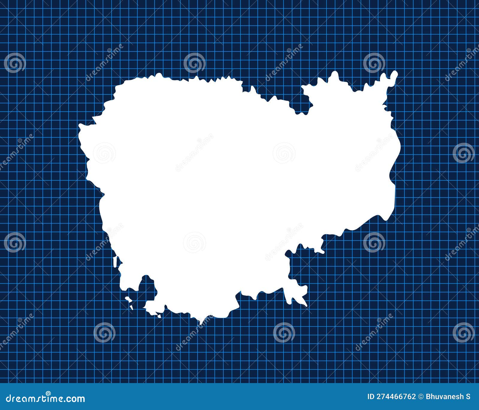 Cambodia Vector Map Isolated On White Background. High-Detailed Black ...