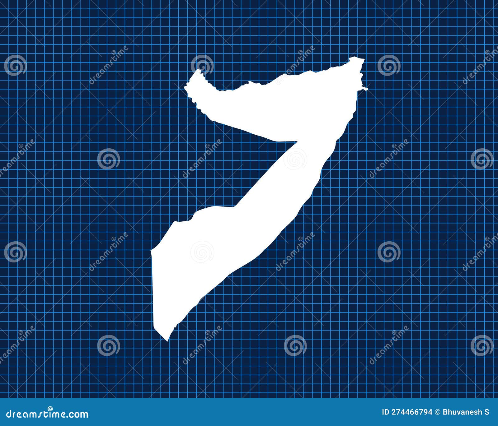 White Map Design Isolated on Blue Neon Grid with Dark Background of ...