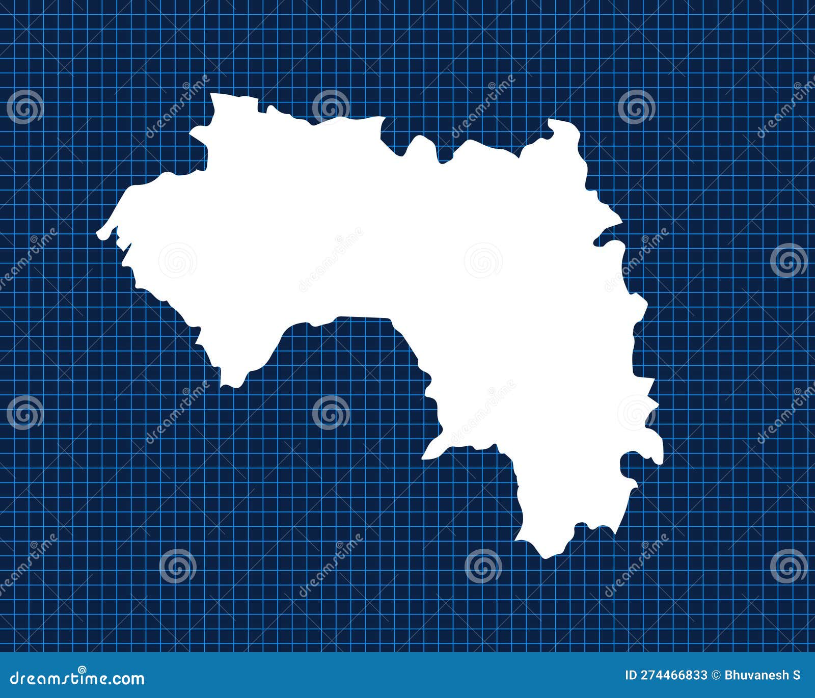 White Map Design Isolated on Blue Neon Grid with Dark Background of ...