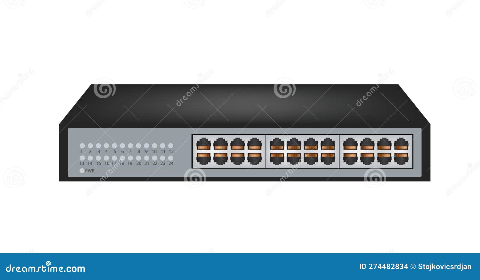 Internet Switch with 24 Ethernet Ports Stock Vector - Illustration of ...