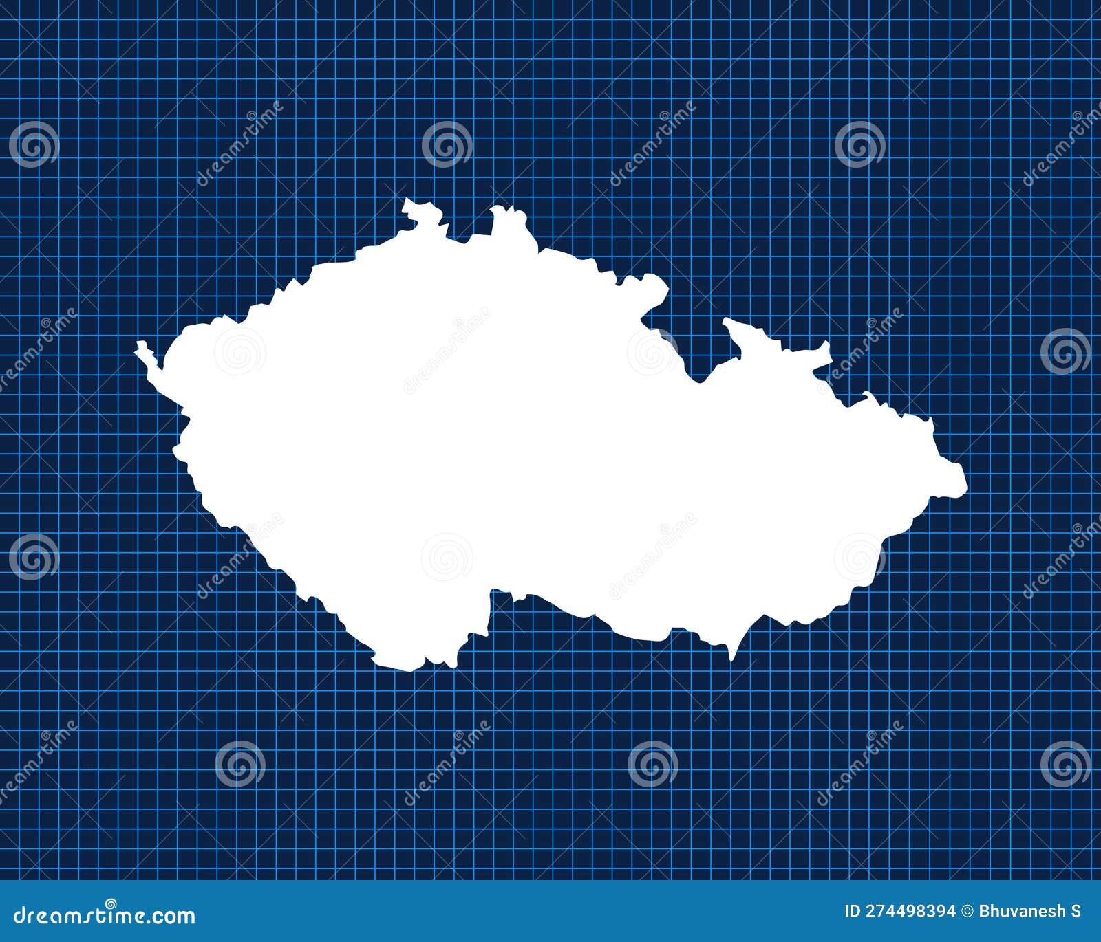 White Map Design Isolated on Blue Neon Grid with Dark Background of ...