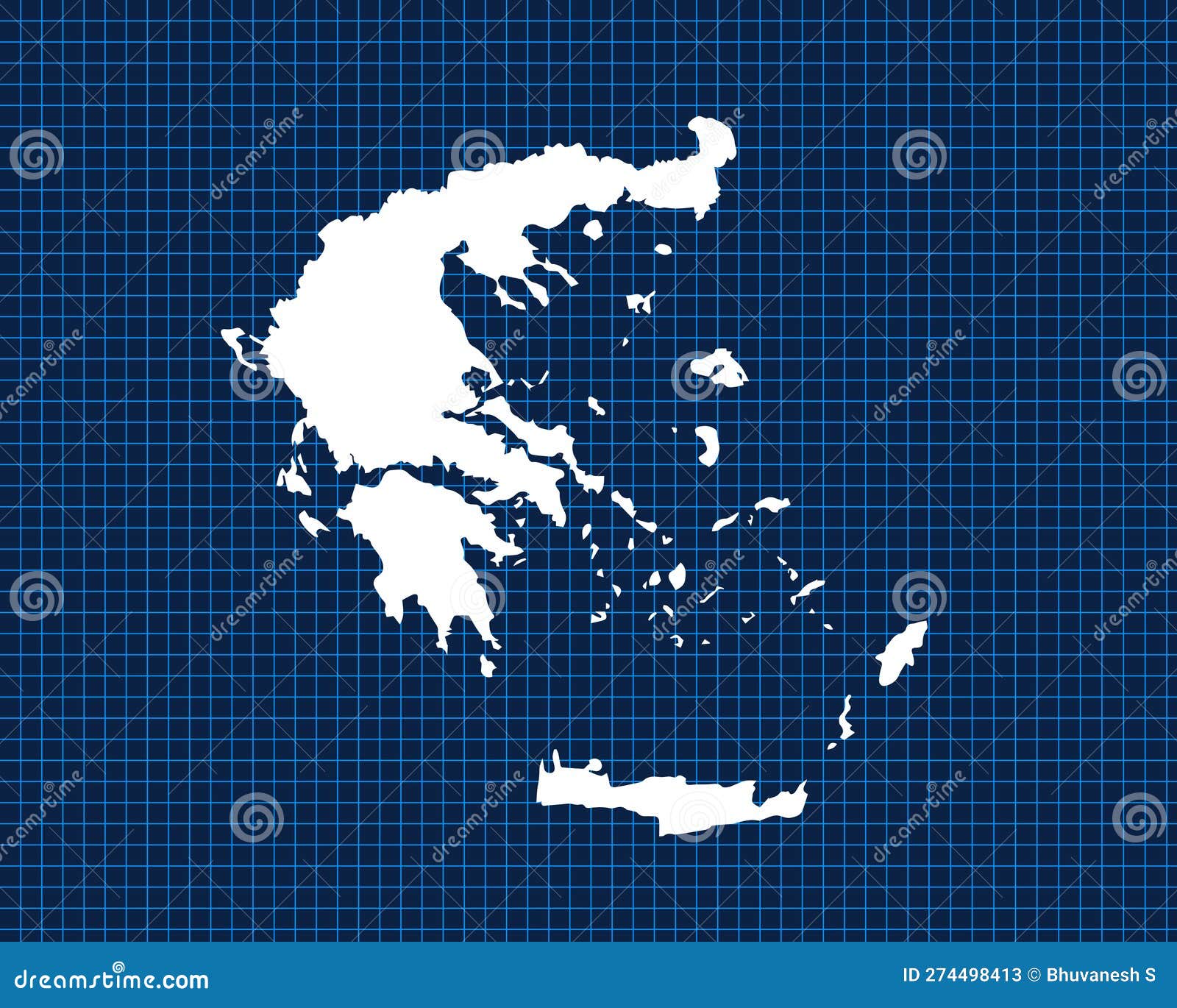 White Map Design Isolated on Blue Neon Grid with Dark Background of ...