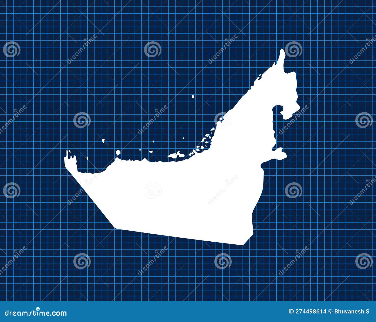 White Map Design Isolated on Blue Neon Grid with Dark Background of ...