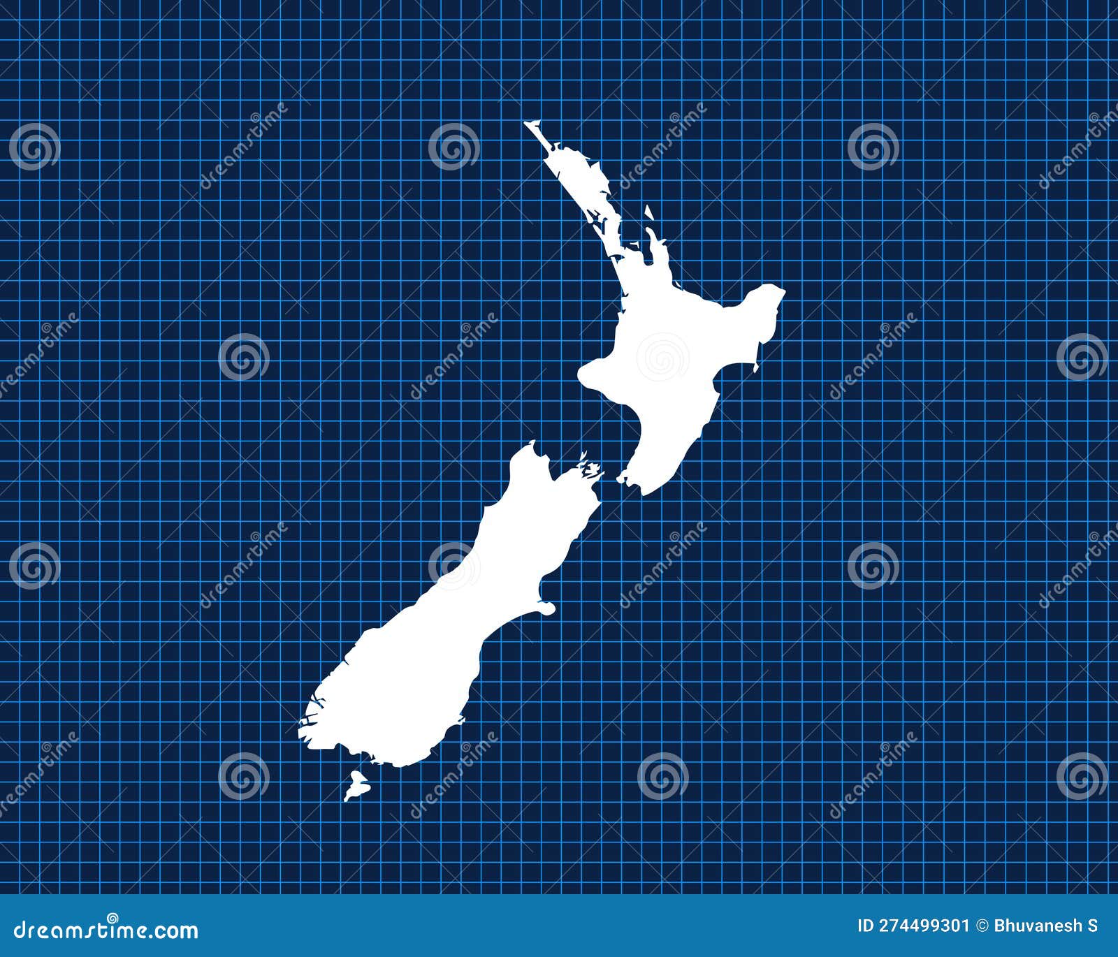 White Map Design Isolated on Blue Neon Grid with Dark Background of ...